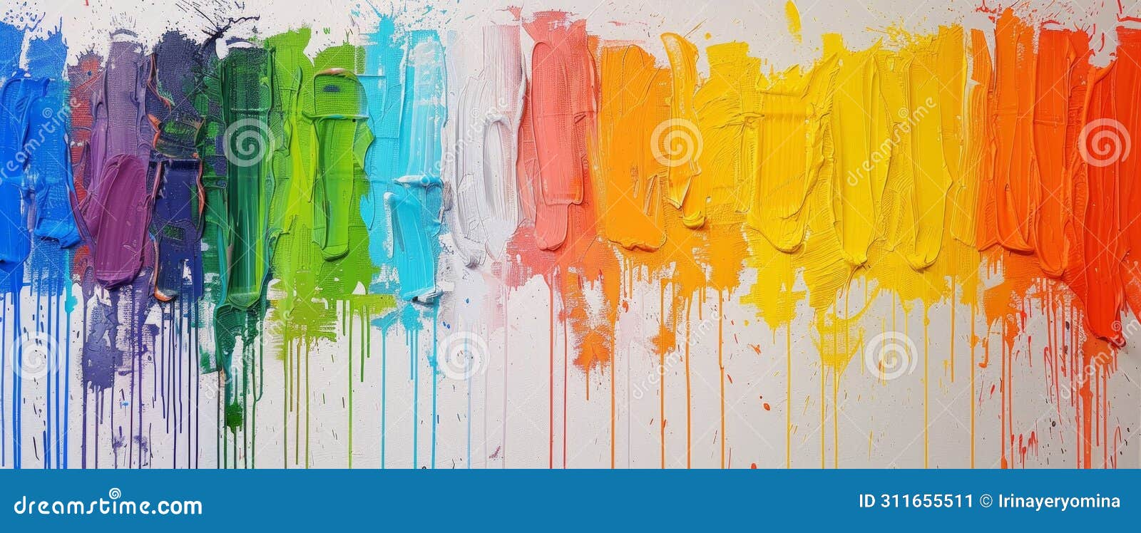 Dripping Rainbow Paint on White Background Stock Image - Image of ...