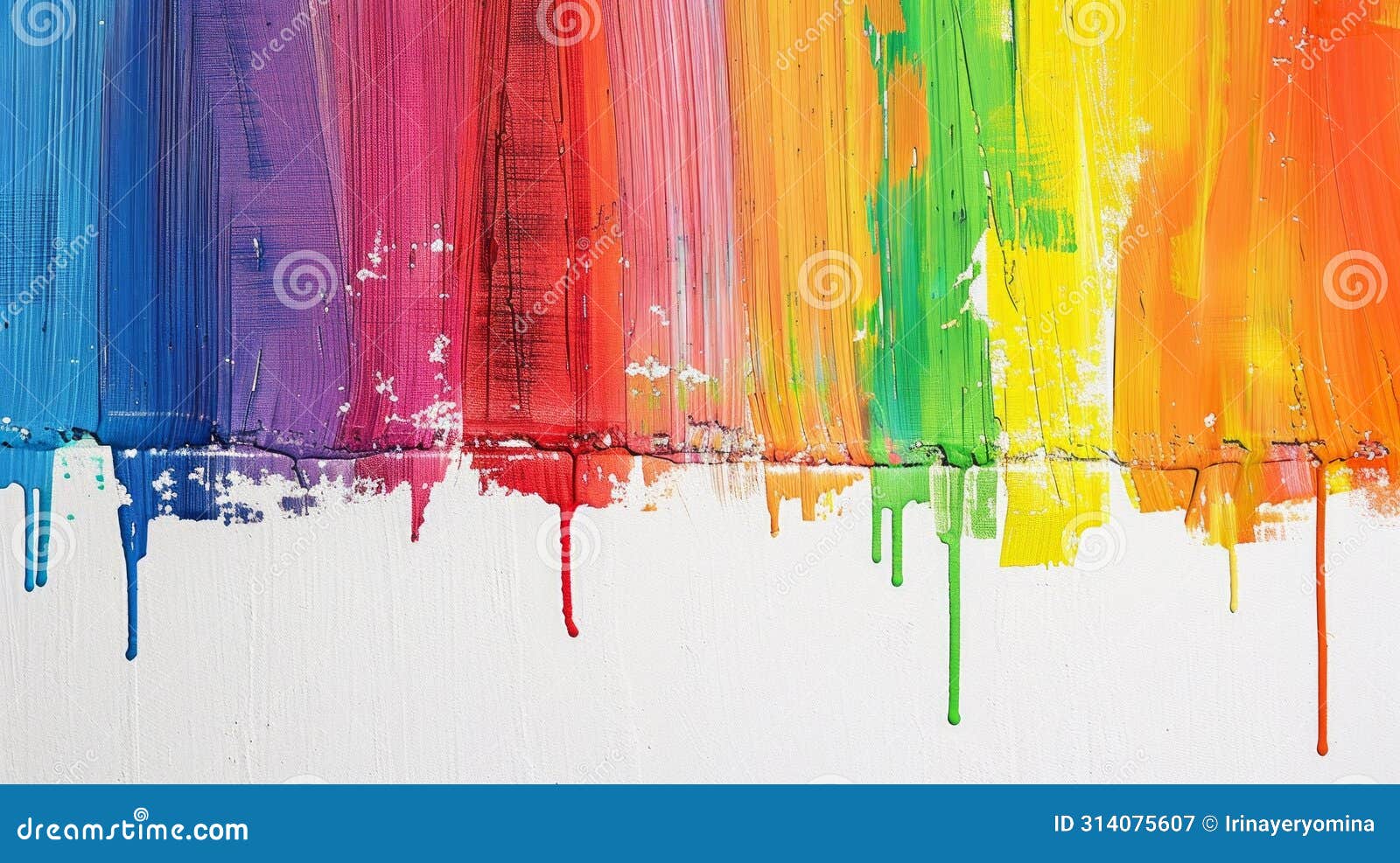 Dripping Rainbow Paint on White Background Stock Image - Image of ...
