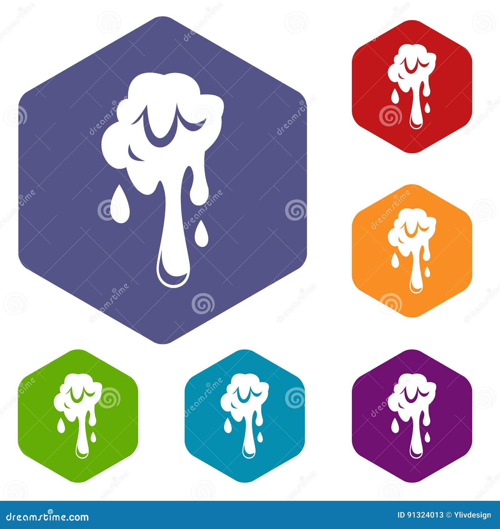 Dripping Slime Icons Set Hexagon Stock Vector - Illustration of icon ...