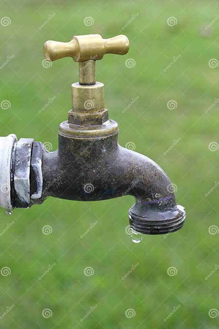 Dripping Water Faucet in Garden Stock Image - Image of drippy ...