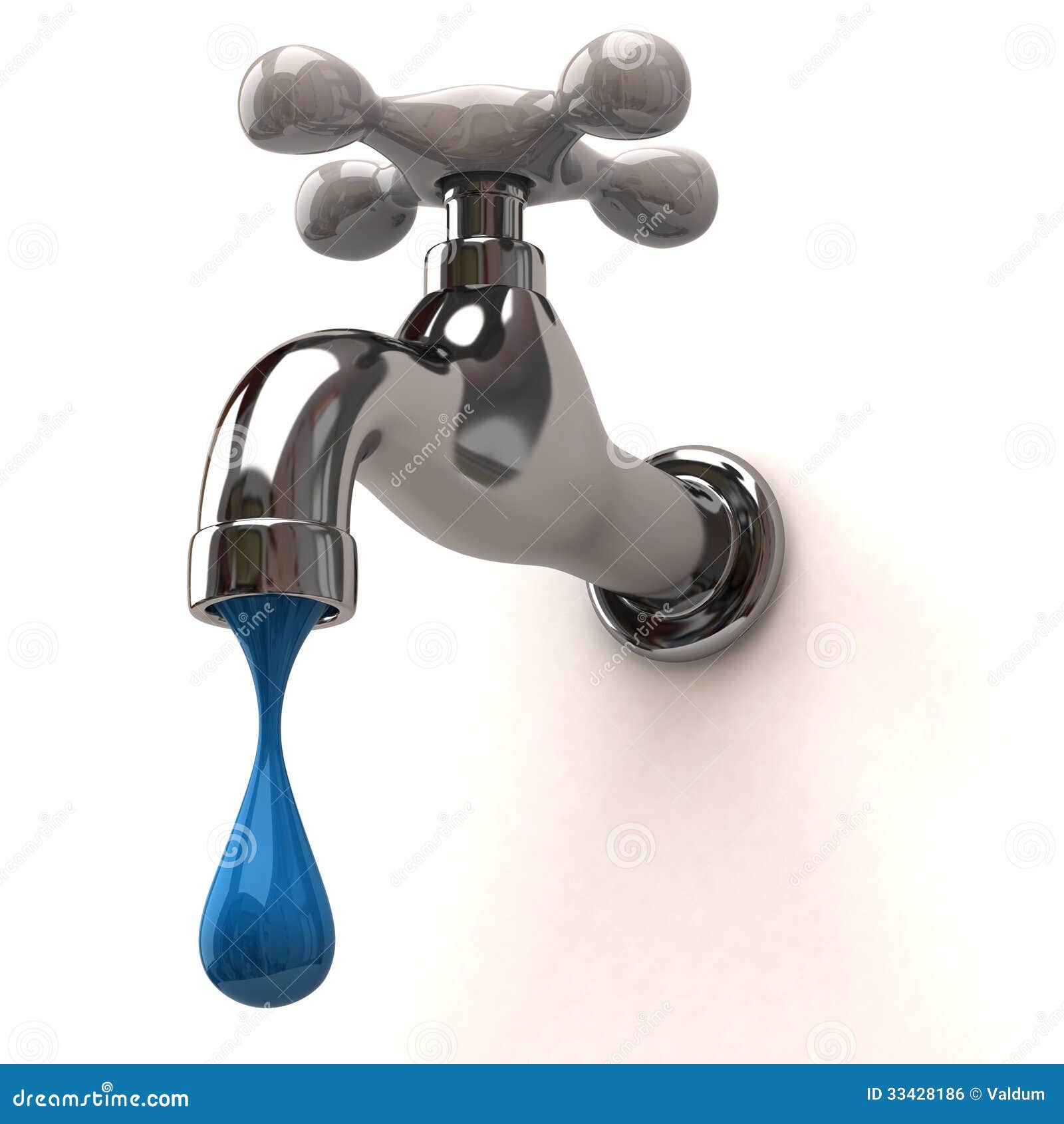 Dripping Tap with Blue Drop Stock Illustration - Illustration of ...
