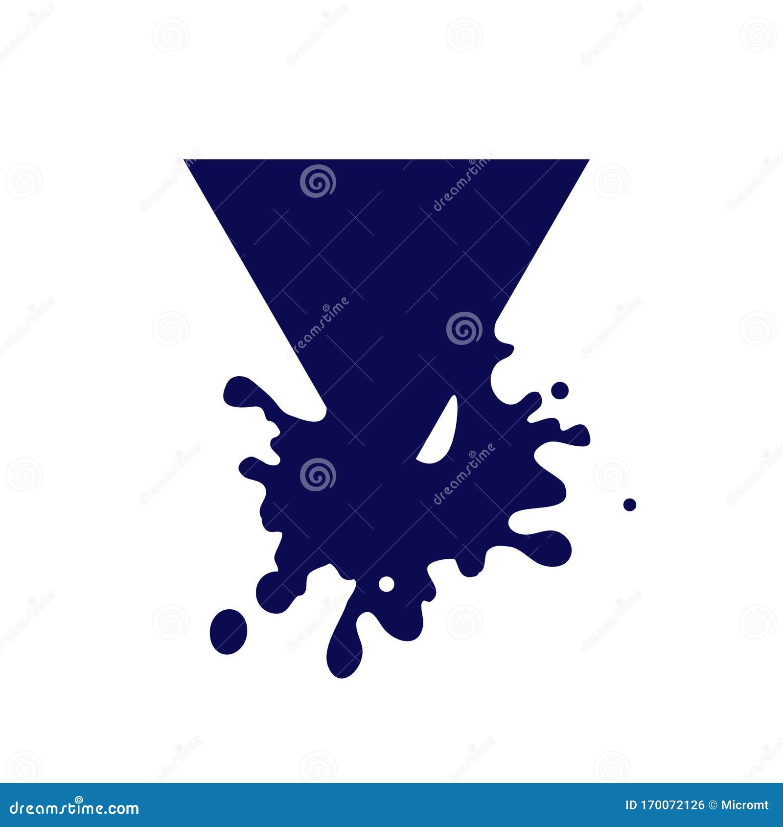 Dripping Triangle Dark Blue Icon. Liquid Paint Flows. Melted Logo ...