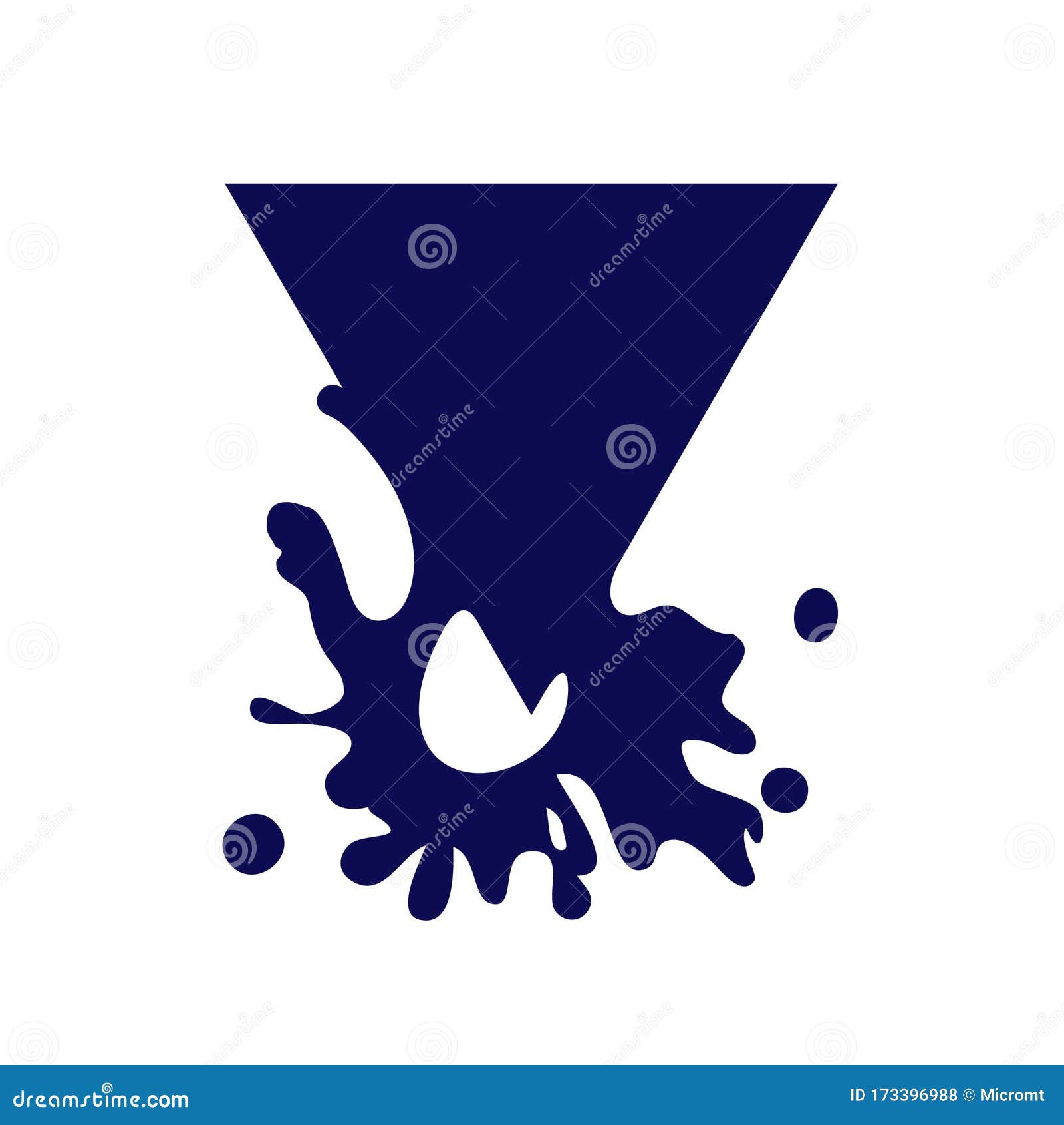 Dripping Triangle Dark Blue Icon. Liquid Paint Flows. Melted Logo ...