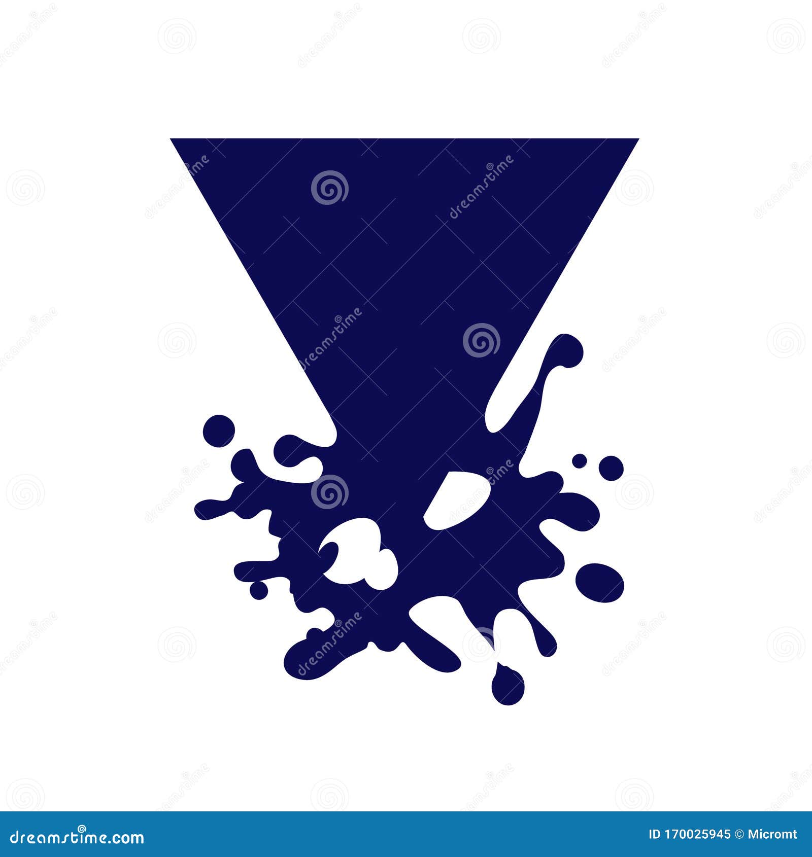 Dripping Triangle Dark Blue Icon. Liquid Paint Flows. Melted Logo ...