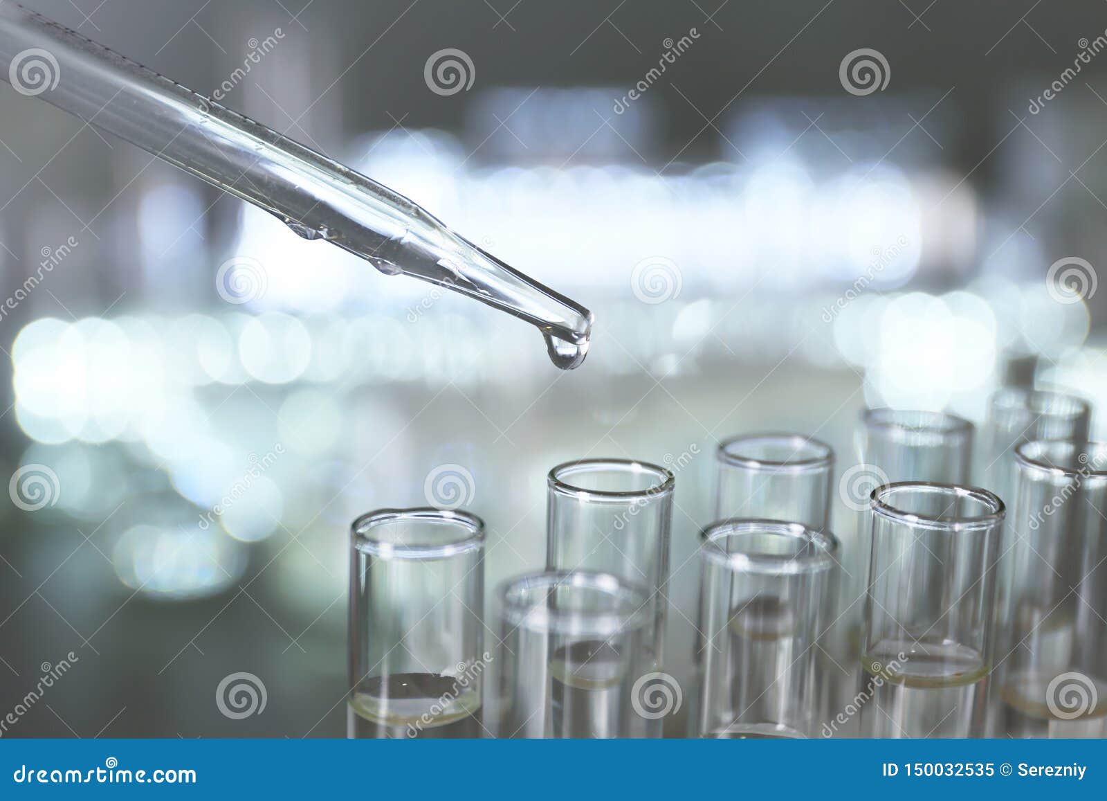 Dripping Water into Test Tubes, Closeup Stock Image - Image of health ...