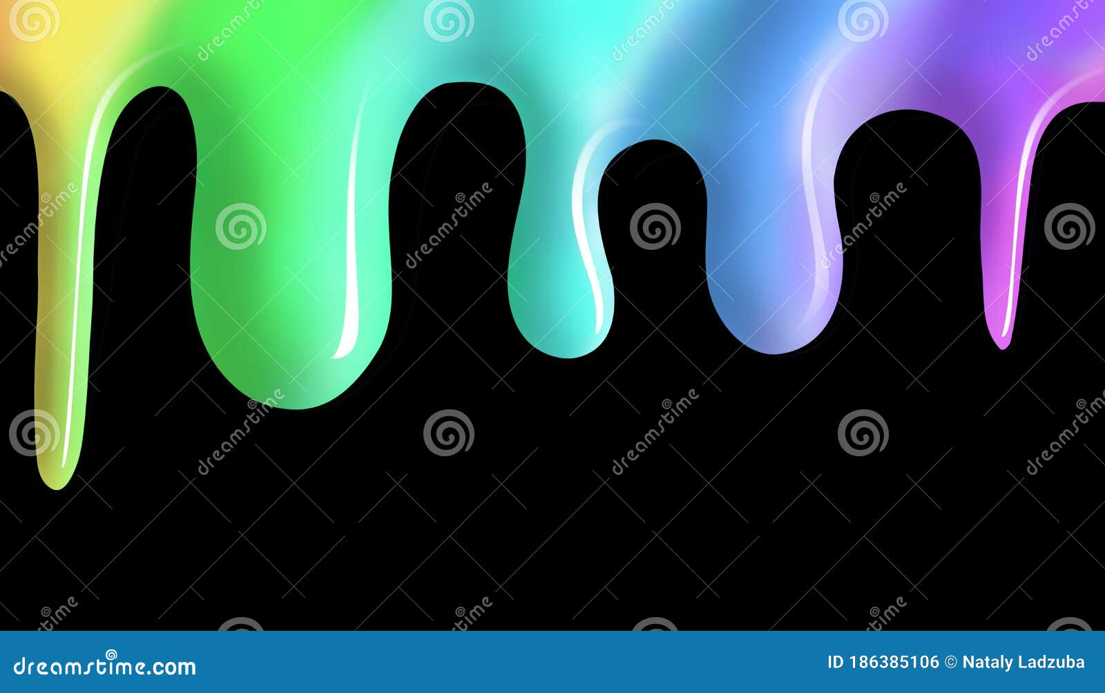 Drips Colored Paint on a Black Background Stock Illustration ...