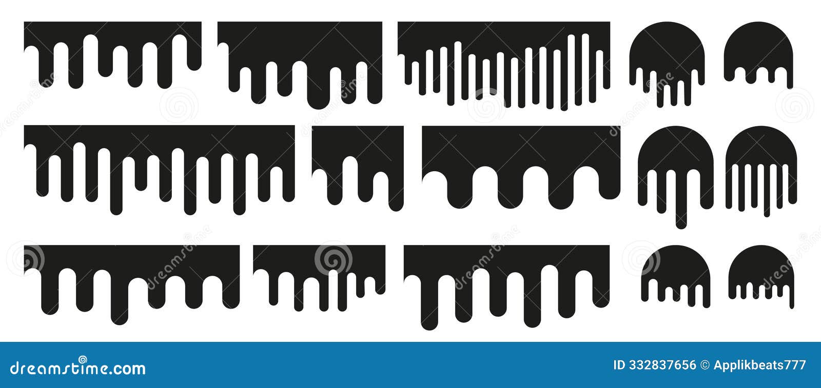 Drips Element Collection. Set of Black Splash and Drip Liquid Design ...