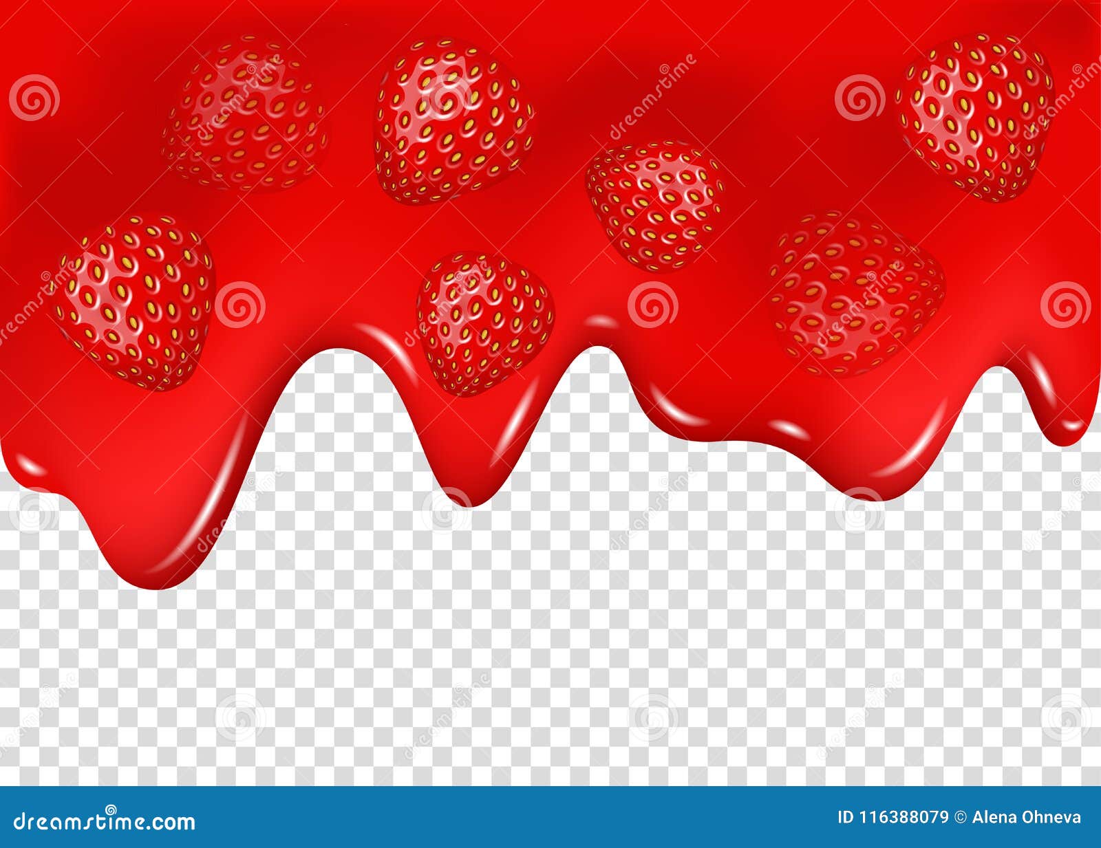 Drips of Strawberry Jam with Berries. Stock Vector - Illustration of ...