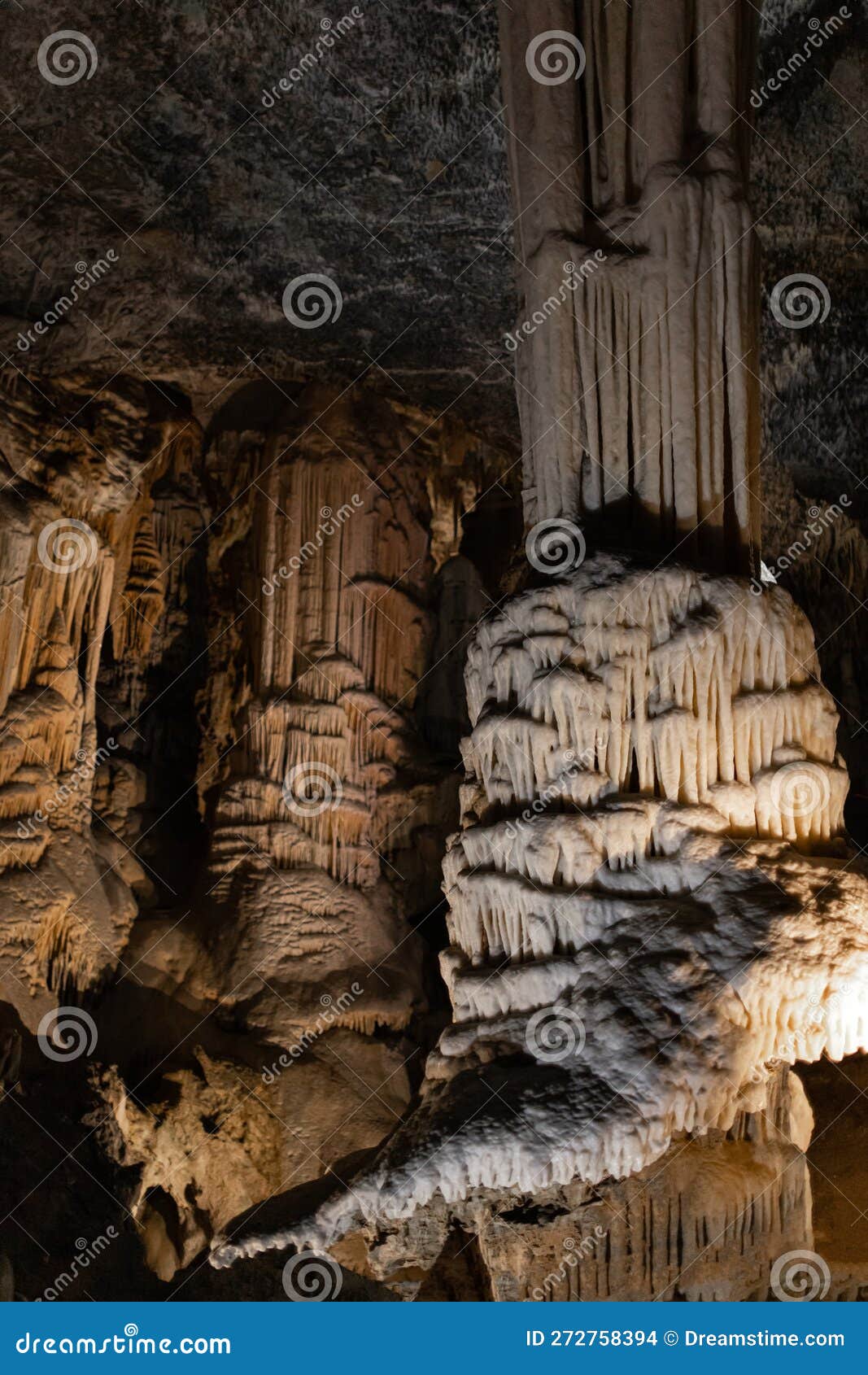Dripstone Column in the Famous Karst Cave Stock Photo - Image of caving ...