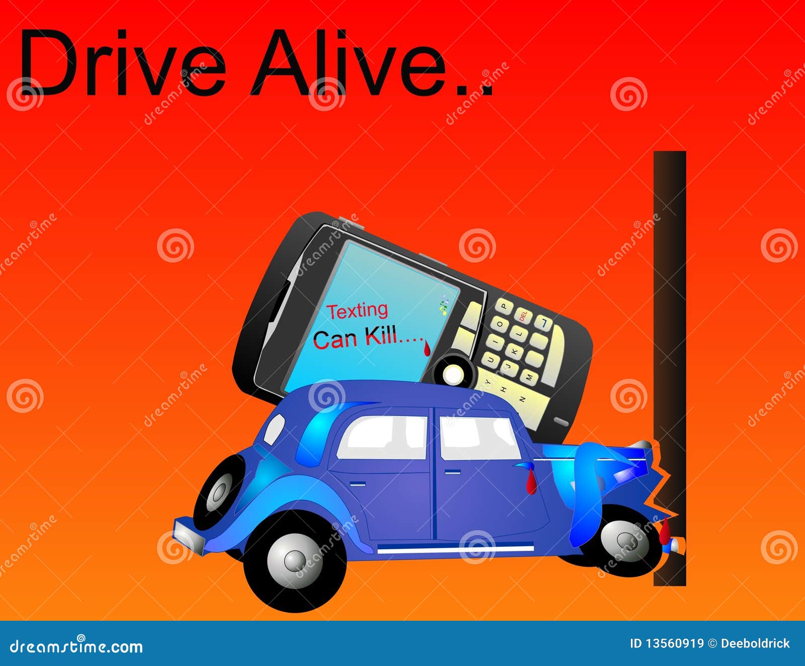 Drive Alive, As Texting Can Kill, Illustration.. Stock Vector ...