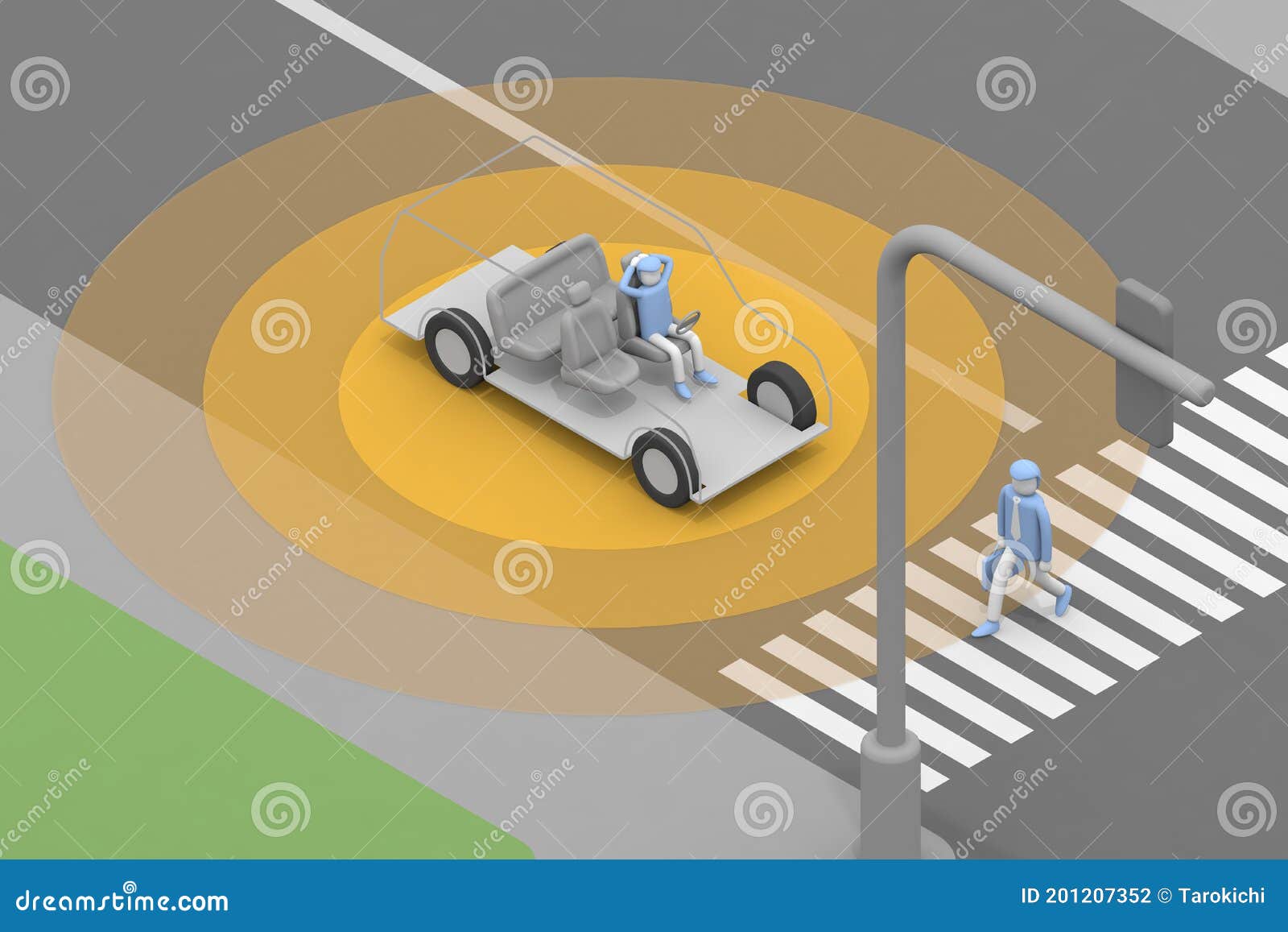Drive in Automatic Driving Mode. Recognize Pedestrians. the Car Stops ...