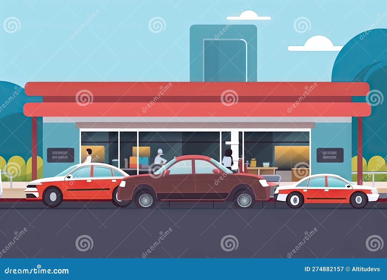 Drive-through, with Car in the Queue, Waiting To Order Stock Image ...