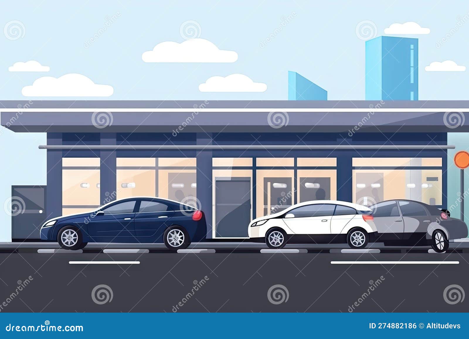 Drive-through, with Car in the Queue, Waiting To Order Stock ...