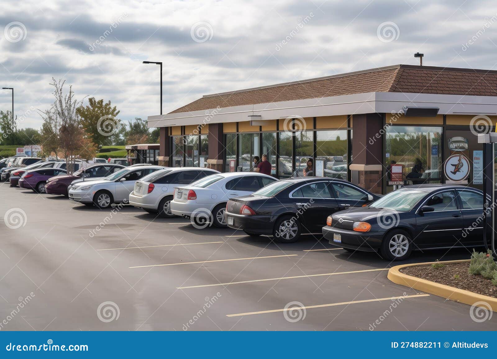 Drive-through, with Car in the Queue, Waiting To Order Stock Image ...