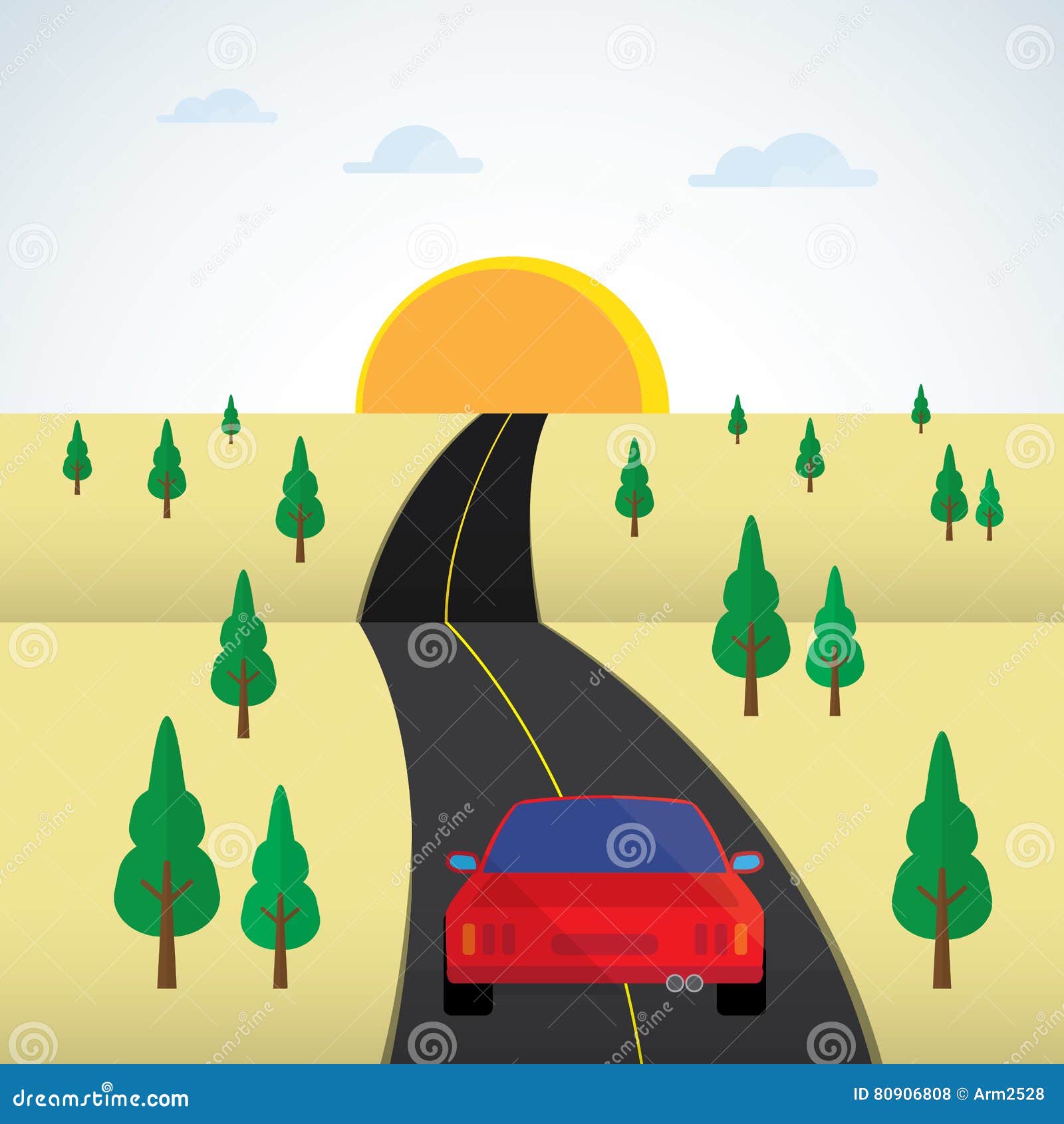 Drive car on the road stock vector. Illustration of sedan - 80906808