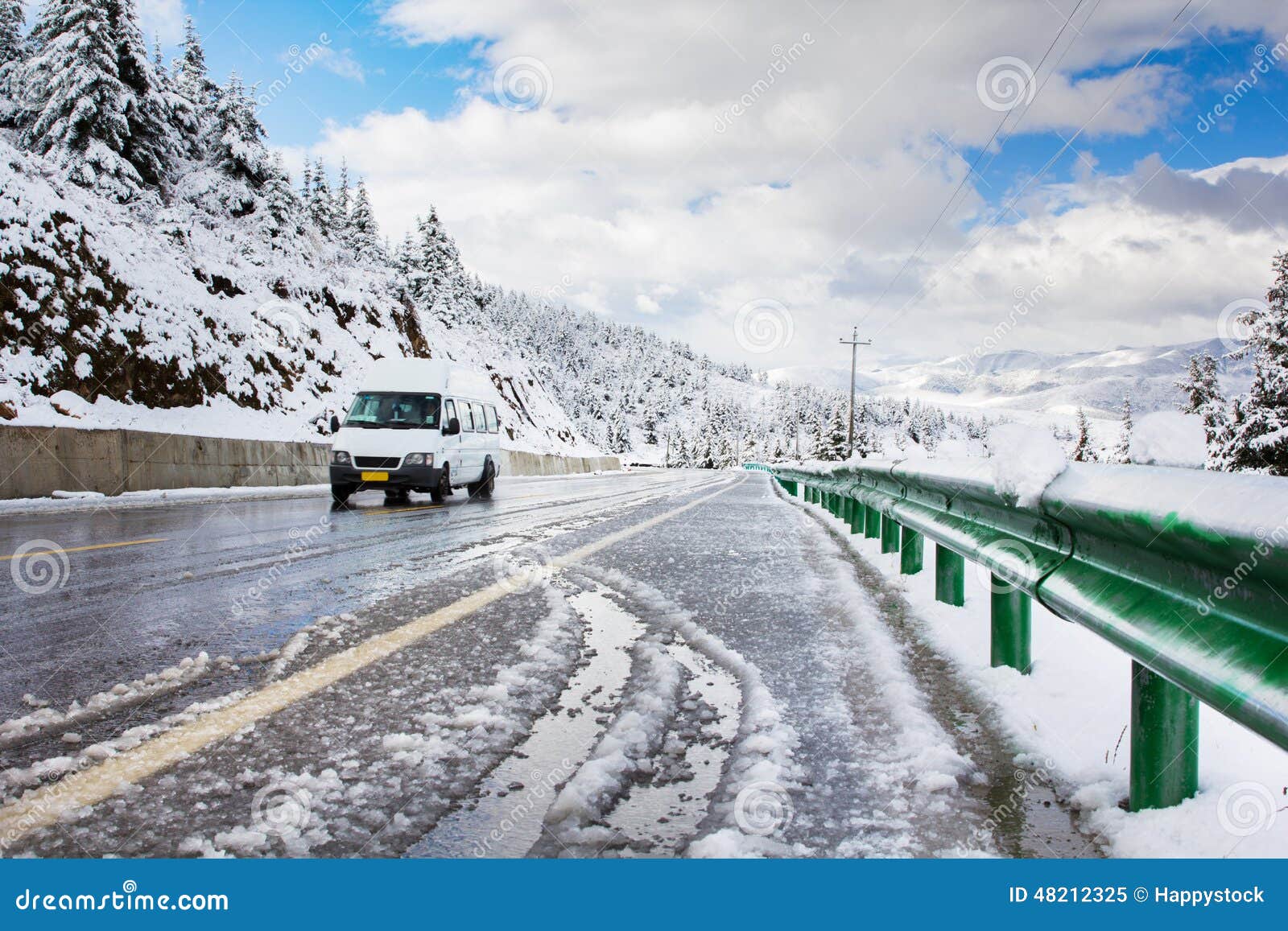 Drive car on slippery road stock image. Image of white - 48212325