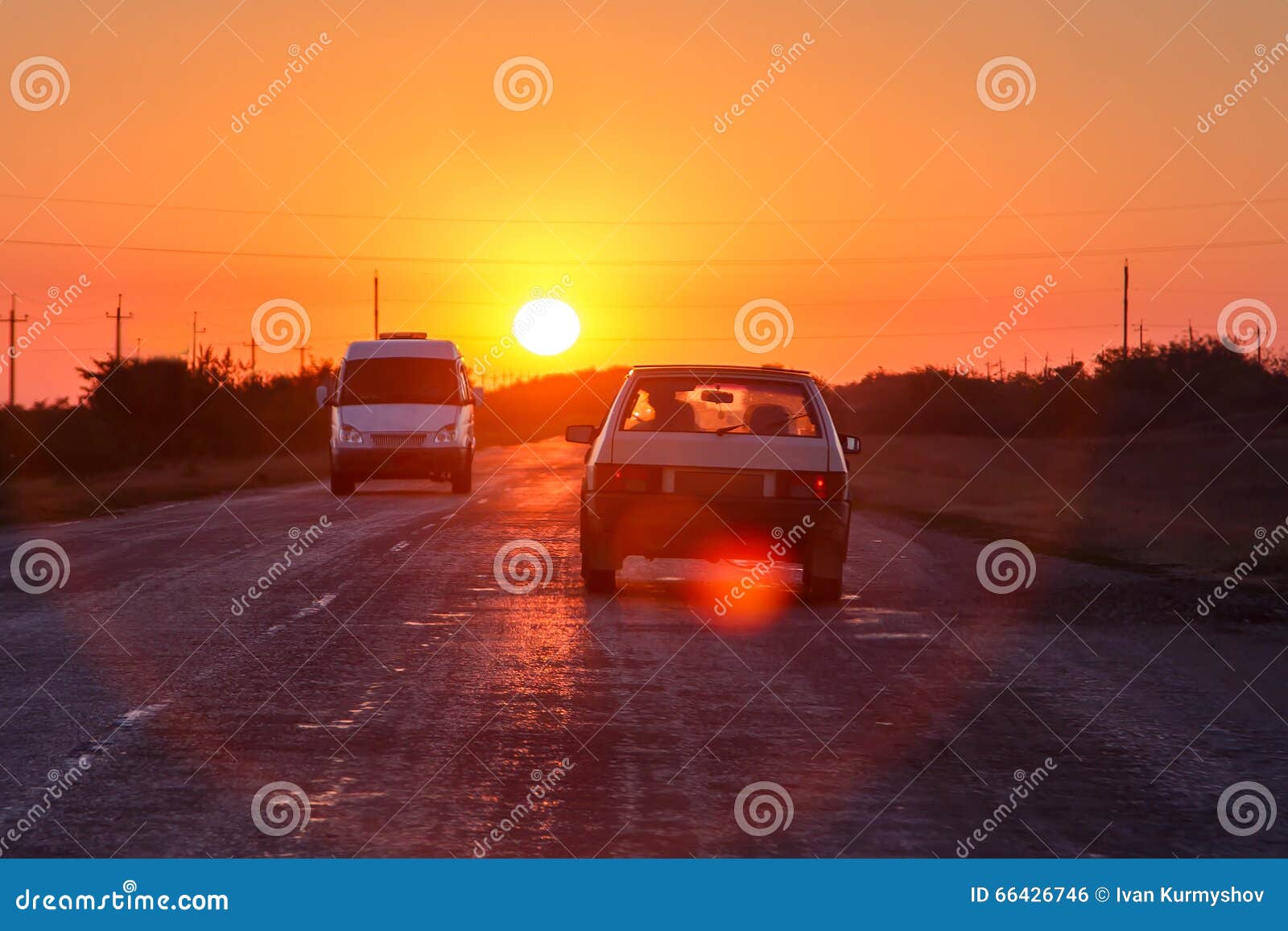 Drive on a Car To the Golden Sunset Editorial Photo - Image of road ...