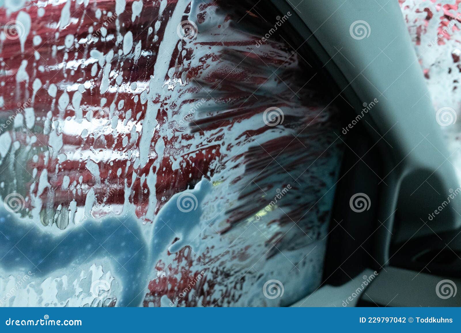 Drive through Car Wash from Inside an Automobile Being Washed Stock ...