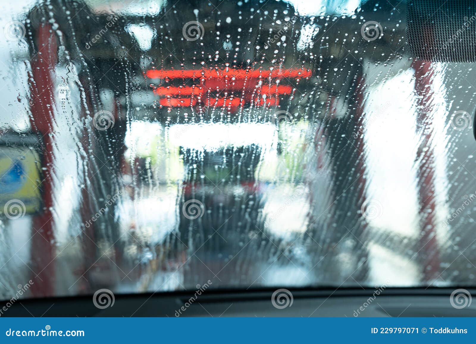Drive through Car Wash from Inside an Automobile Being Washed Stock ...
