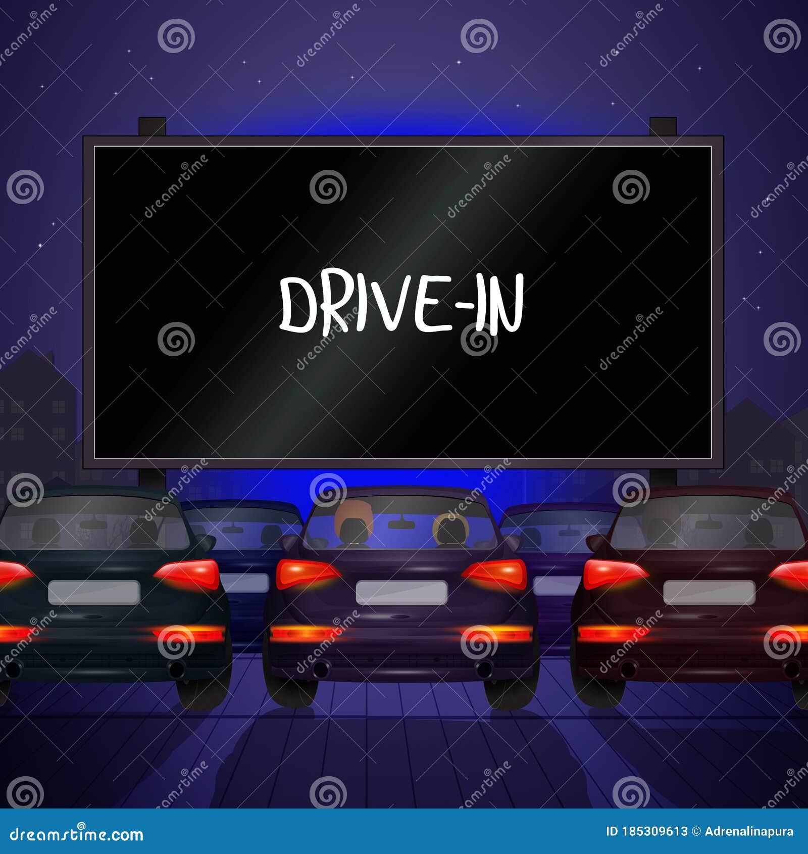 Drive-in cars stock illustration. Illustration of 1960s - 185309613
