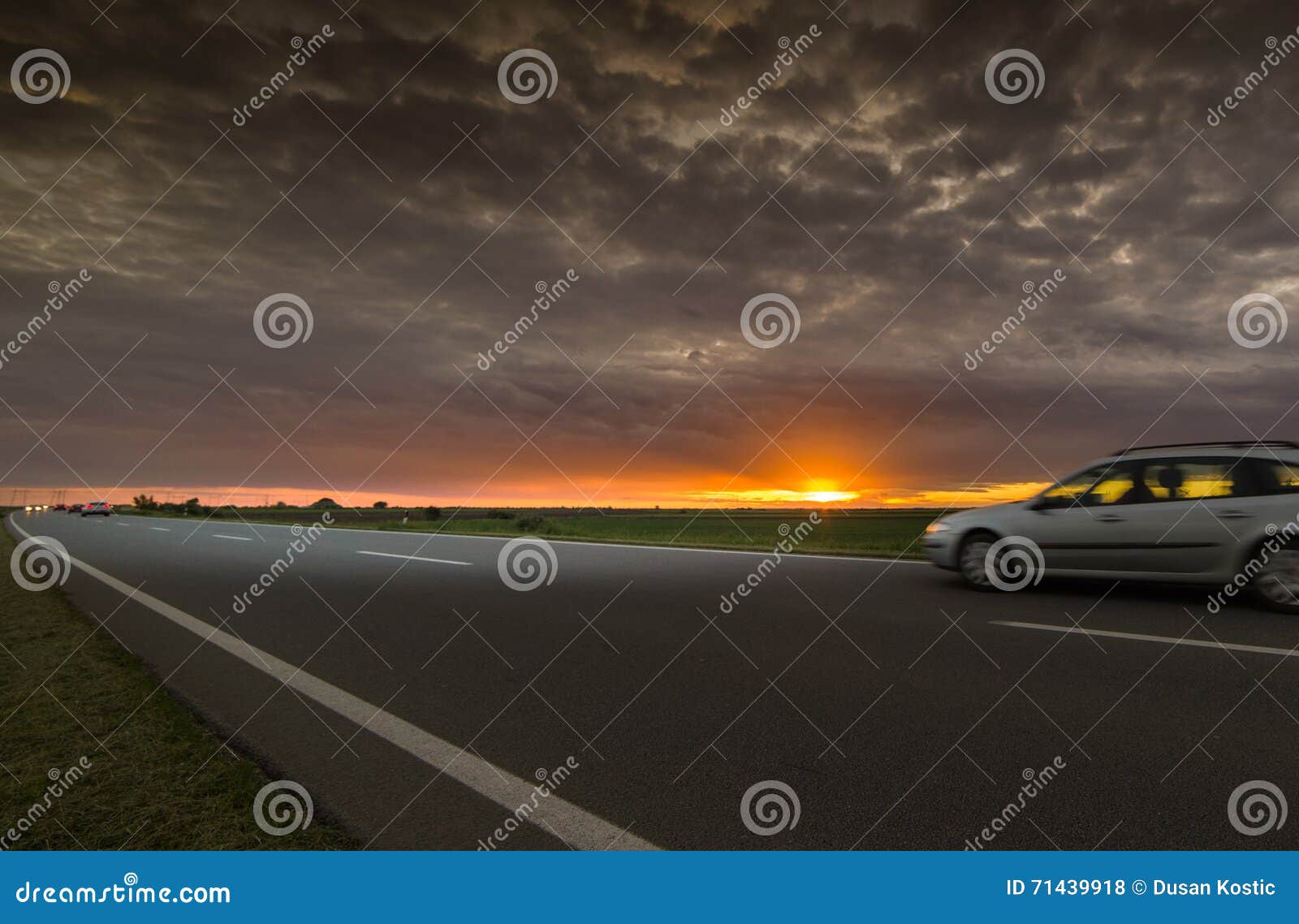 Drive at dusk stock photo. Image of fast, abstract, road - 71439918