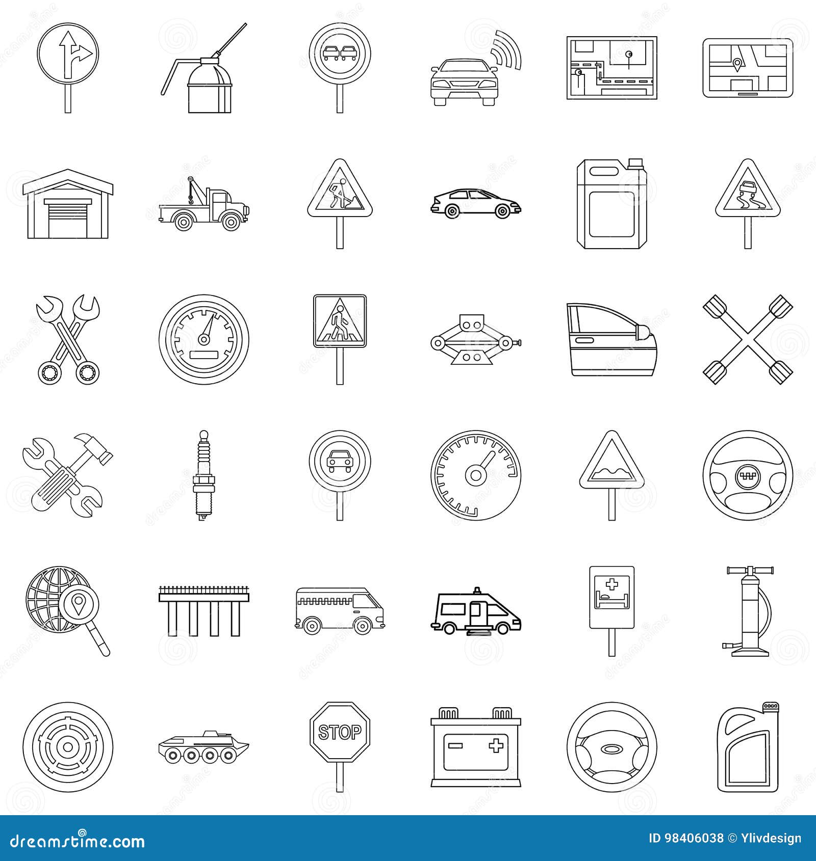 Drive Icons Set, Outline Style Stock Vector - Illustration of door ...