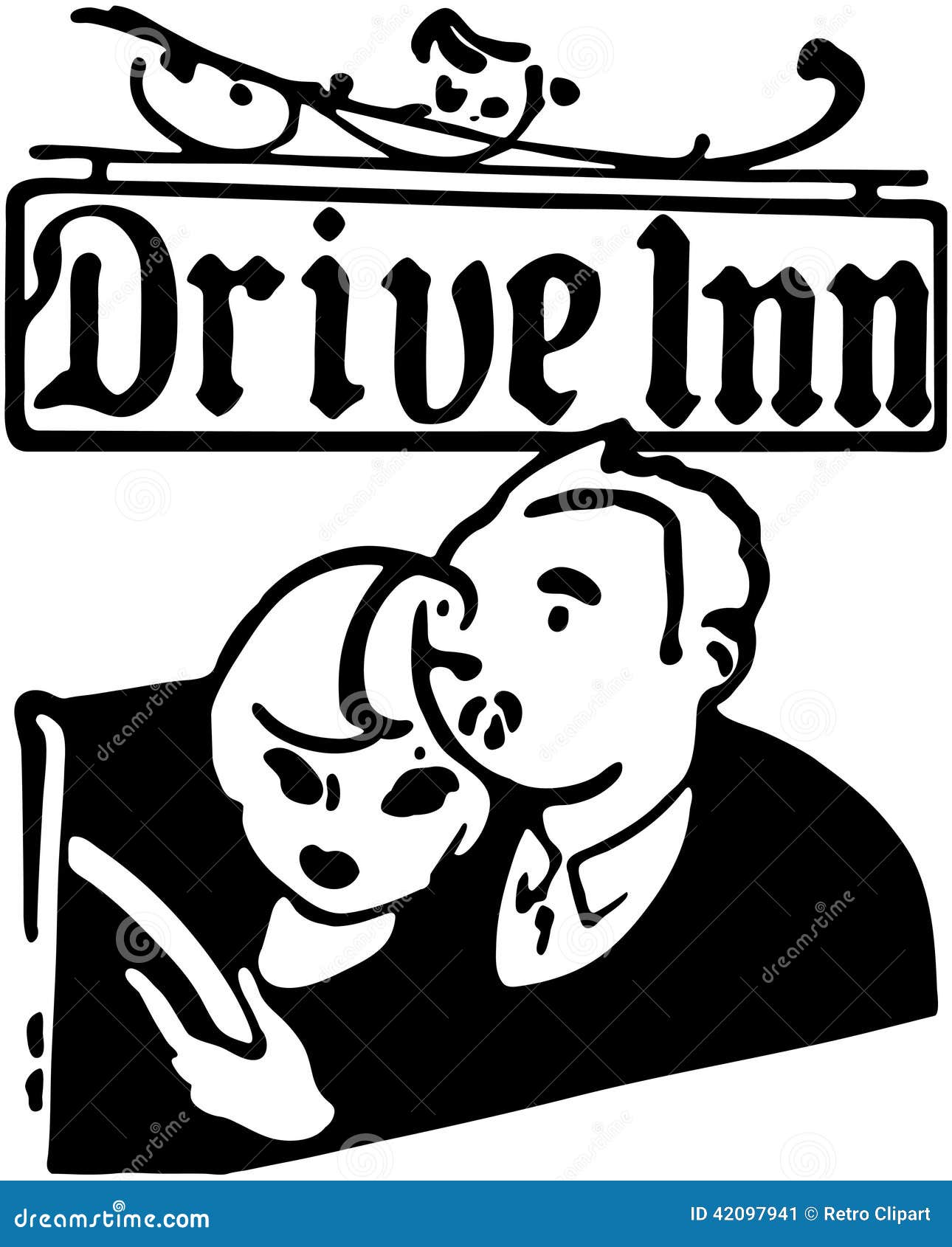Drive Inn stock vector. Illustration of people, retro - 42097941