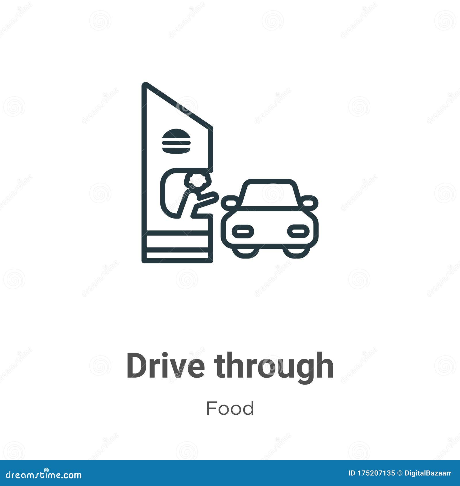 Drive through Outline Vector Icon. Thin Line Black Drive through Icon ...