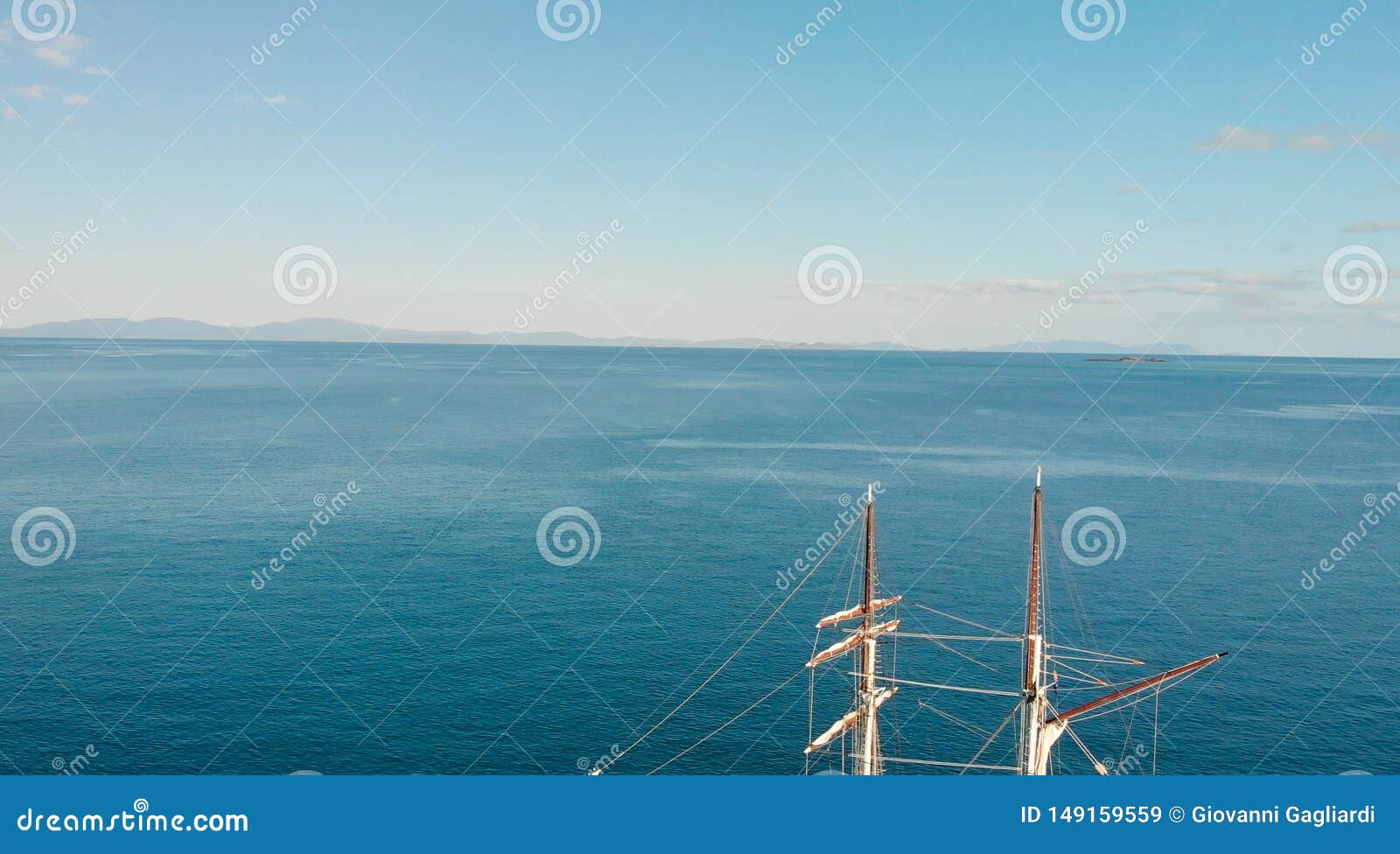 Drive Shaft of Old Sailing Ship, Aerial View with Ocean Stock Image ...