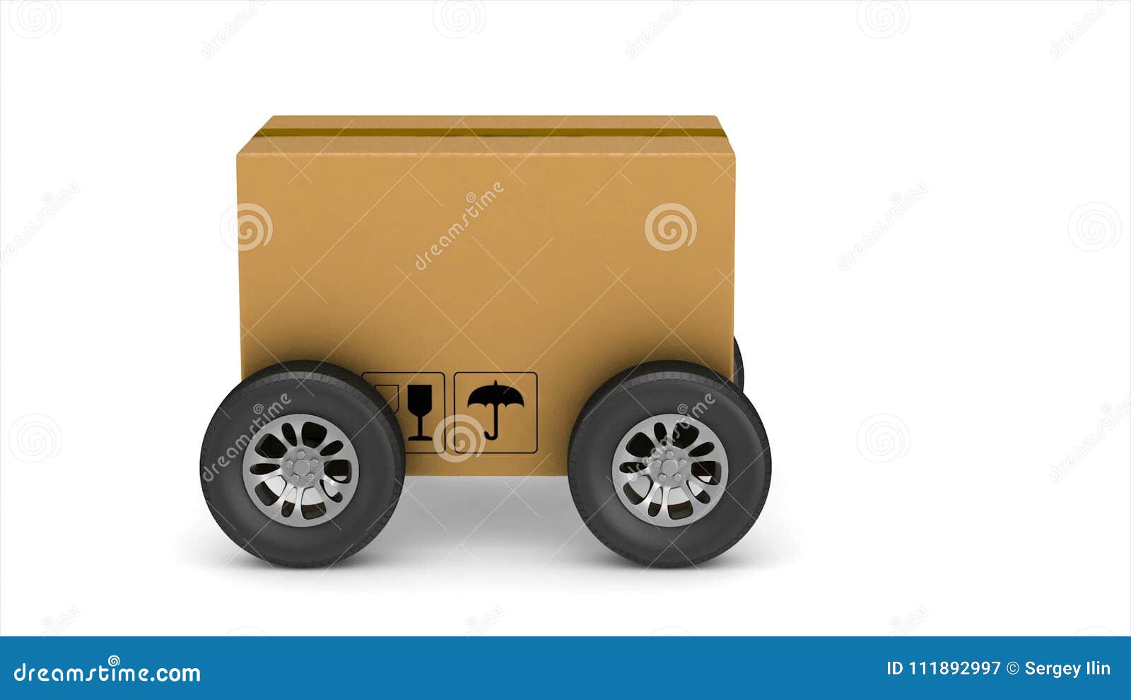 Drive Shipping Cargo Box with Wheel on White Background. Isolated 3D ...