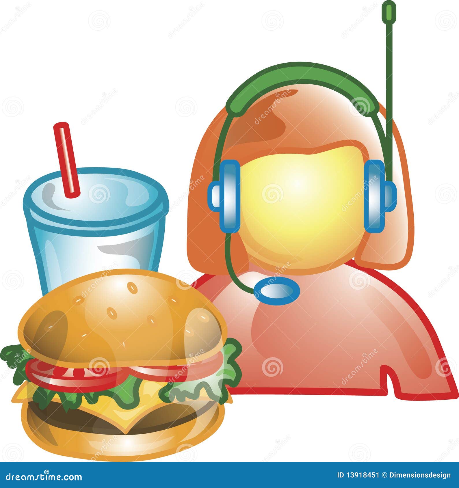 Drive Thru Food Operator Icon Cartoon Vector | CartoonDealer.com #13918451