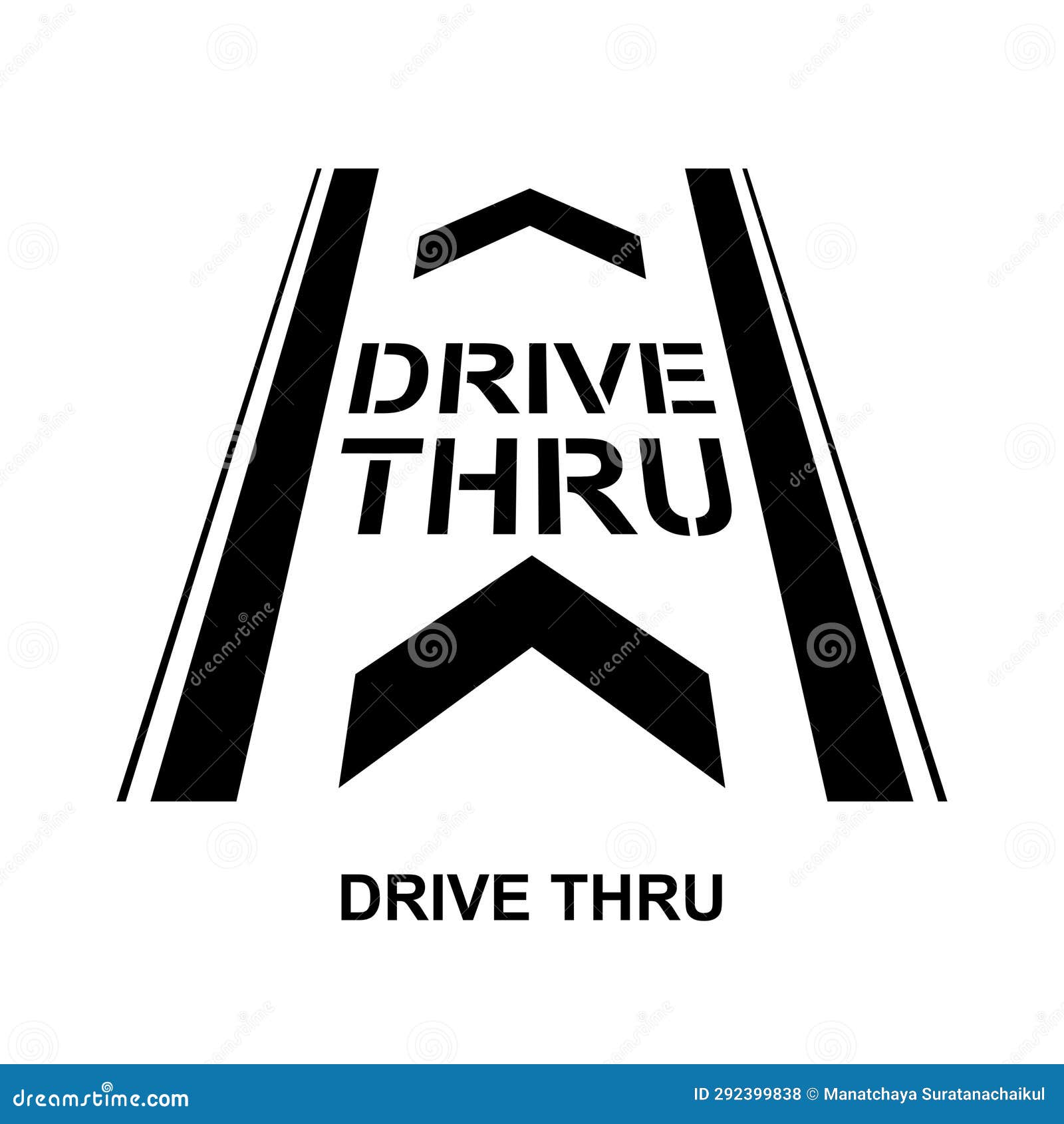 Drive Thru Icon. Drive Thru Text on the Road Isolated on Background ...