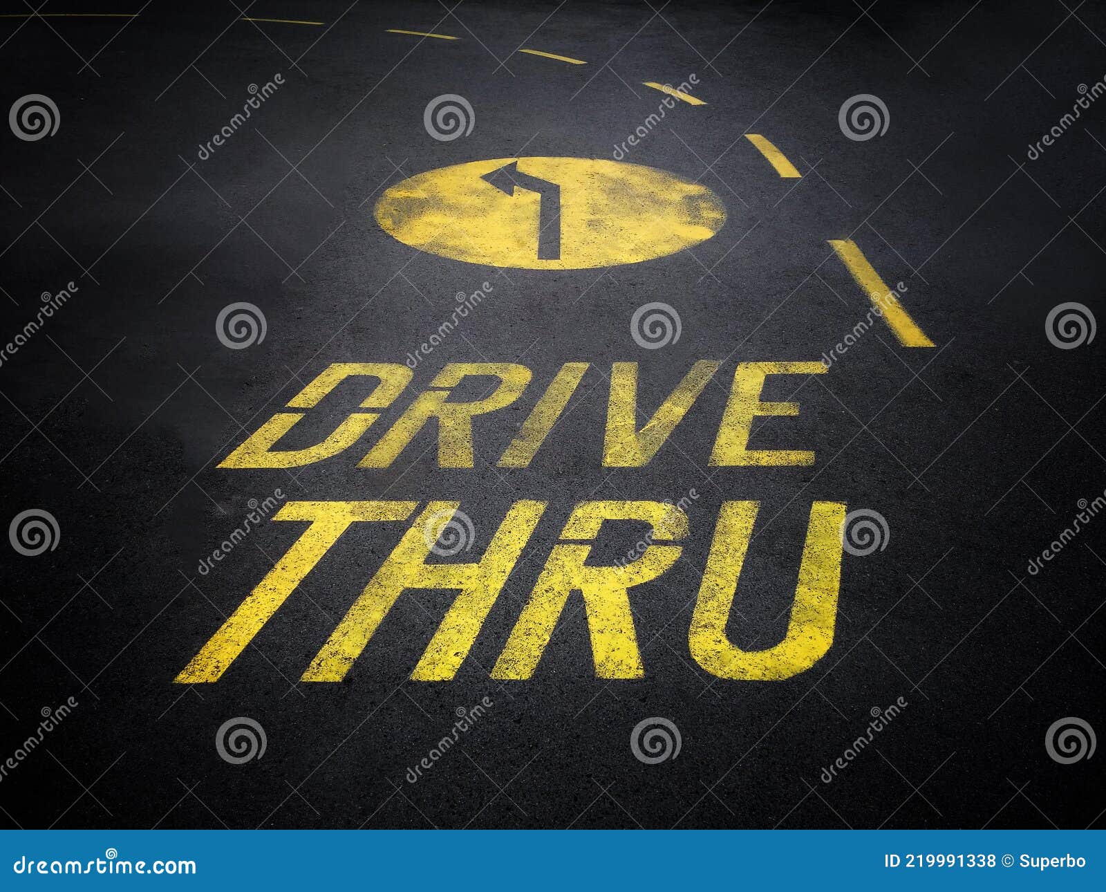 Drive Thru Traffic Sign Painted Yellow Stock Photo - Image of message ...
