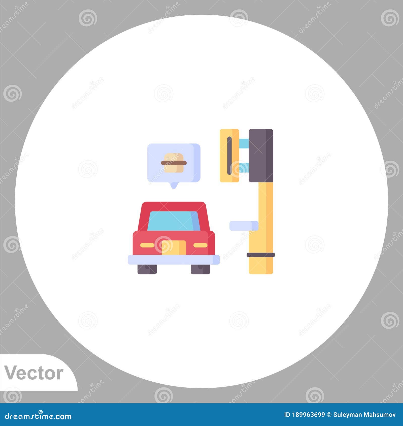 Drive Thru Vector Icon Sign Symbol Stock Vector - Illustration of light ...