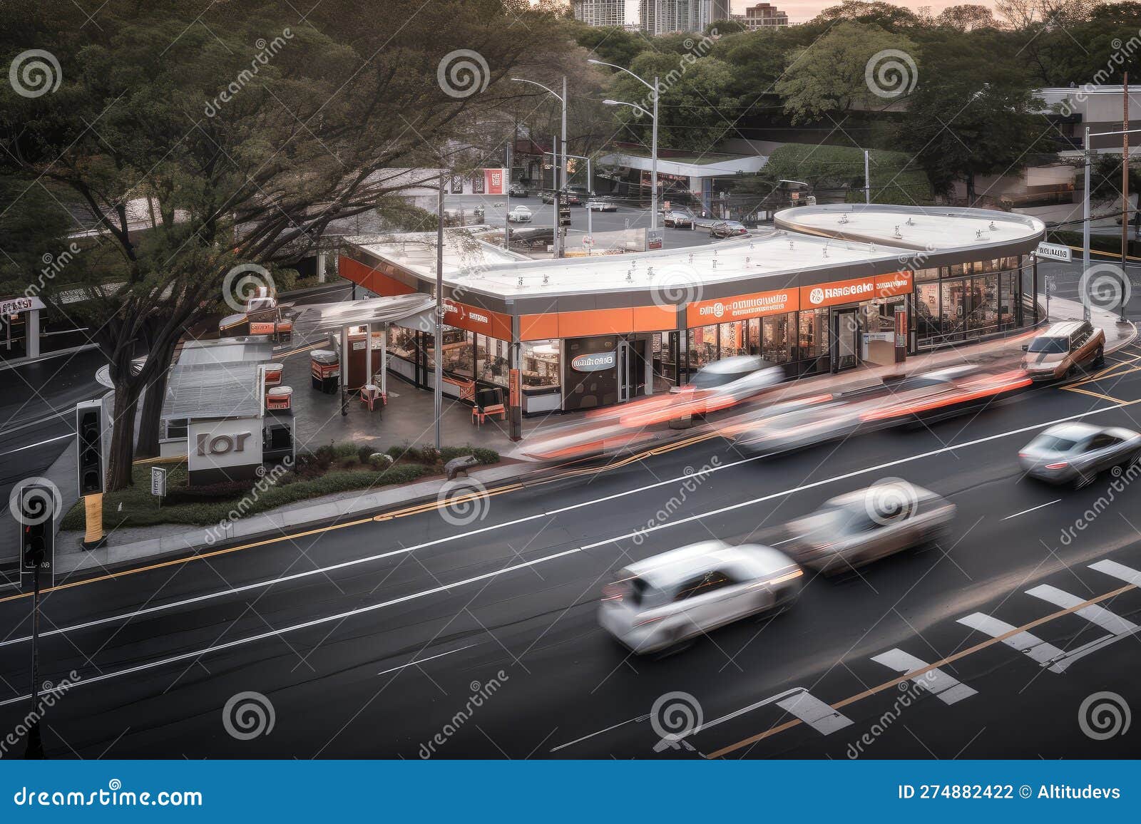 Drive-thru with a View of Fast-paced Traffic, Showcasing the Flow of ...
