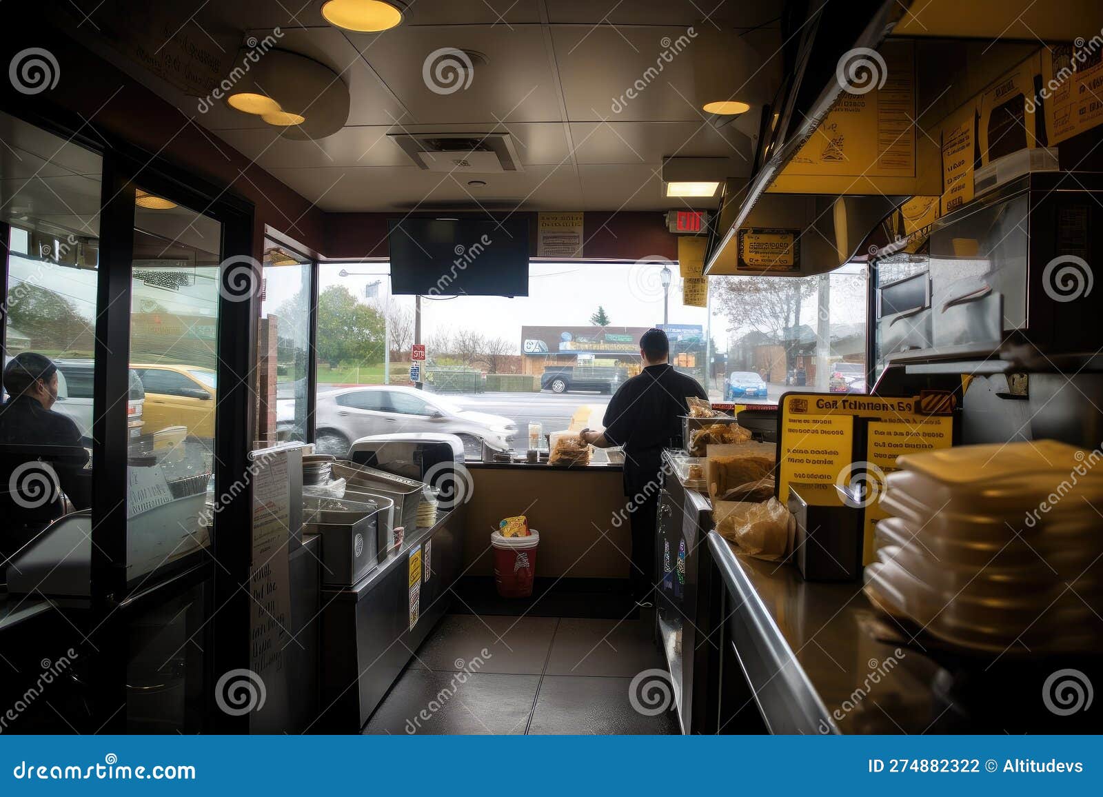 Drive-thru, with View of Kitchen and the Hustle and Bustle of the Staff ...