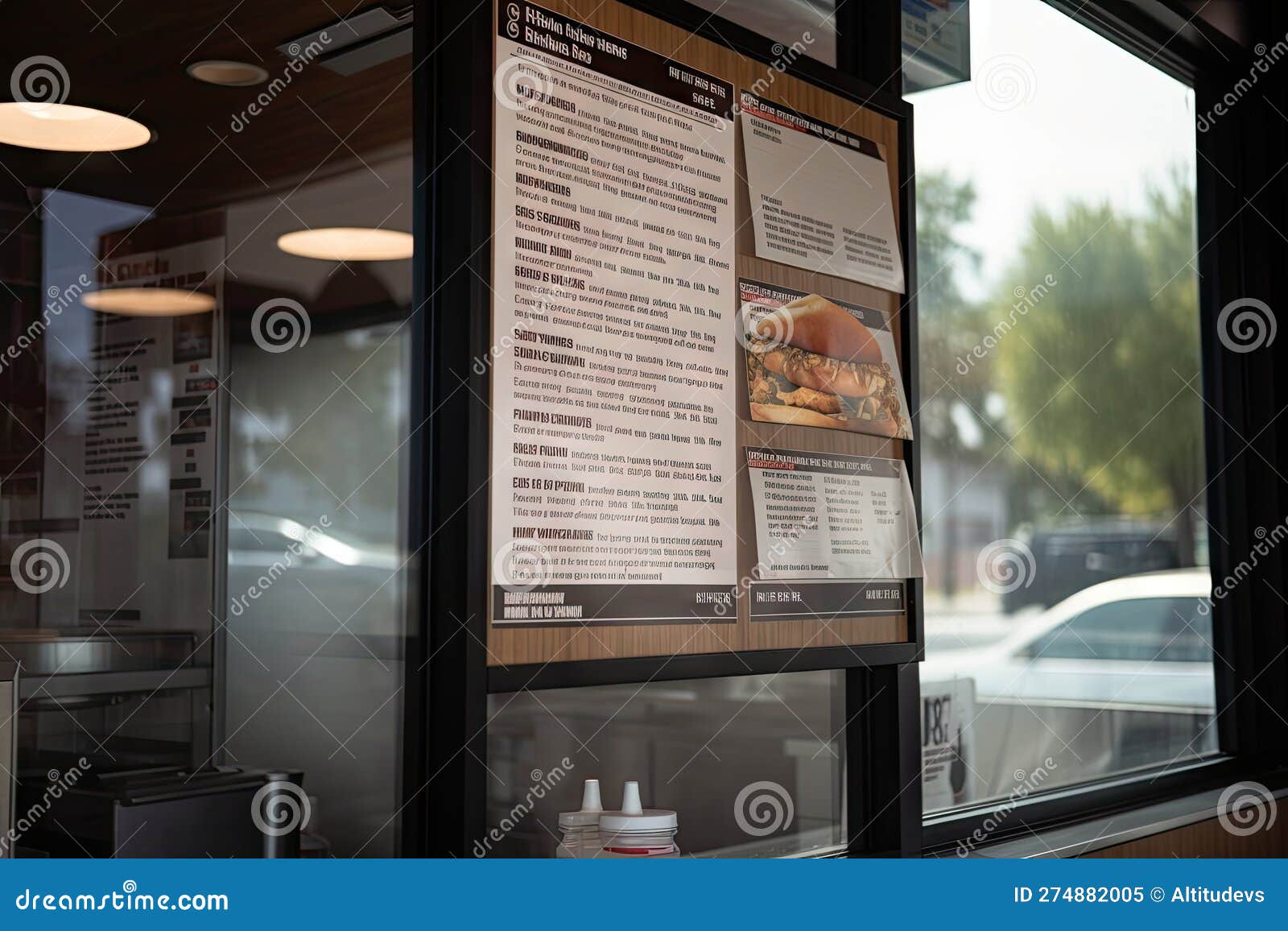 Drive-thru Window with a Menu Board and Descriptive Text Stock ...