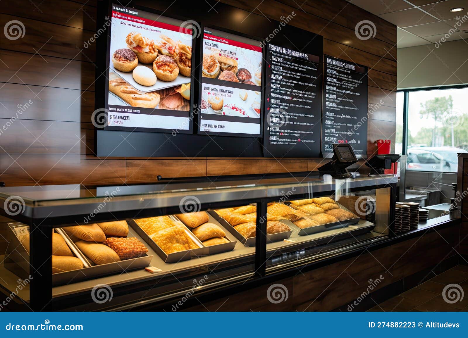 Drive-thru Window with Menu Board Offering a Variety of Easy and Quick ...