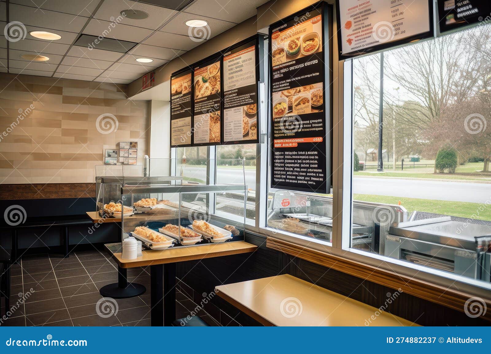 Drive-thru Window with Menu Board Offering a Variety of Easy and Quick ...