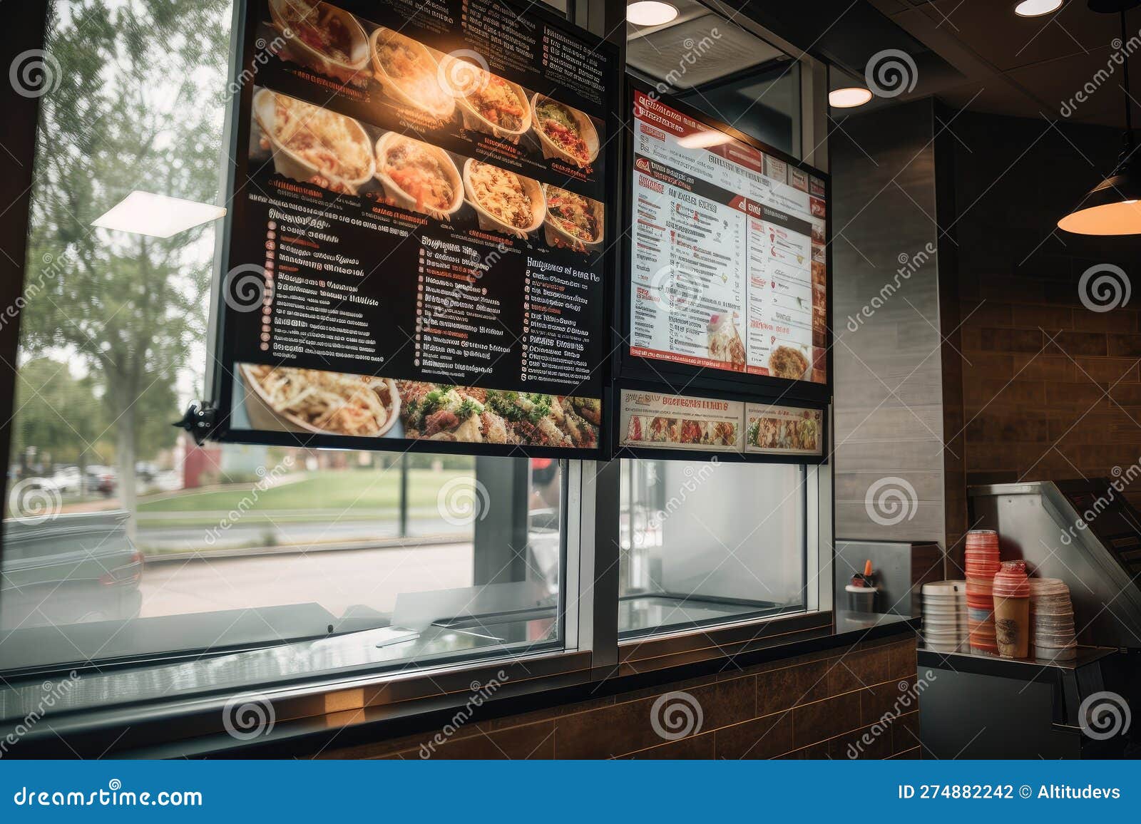 Drive-thru Window with Menu Board Offering a Variety of Easy and Quick ...