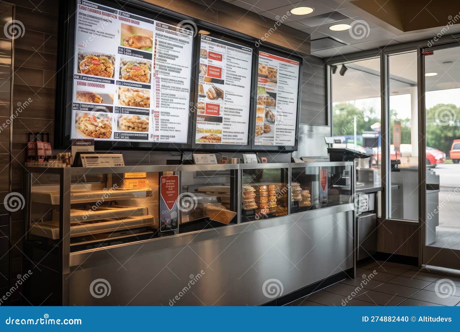 Drive-thru Window, with Menu Board and Pricing Visible, for Quick and ...