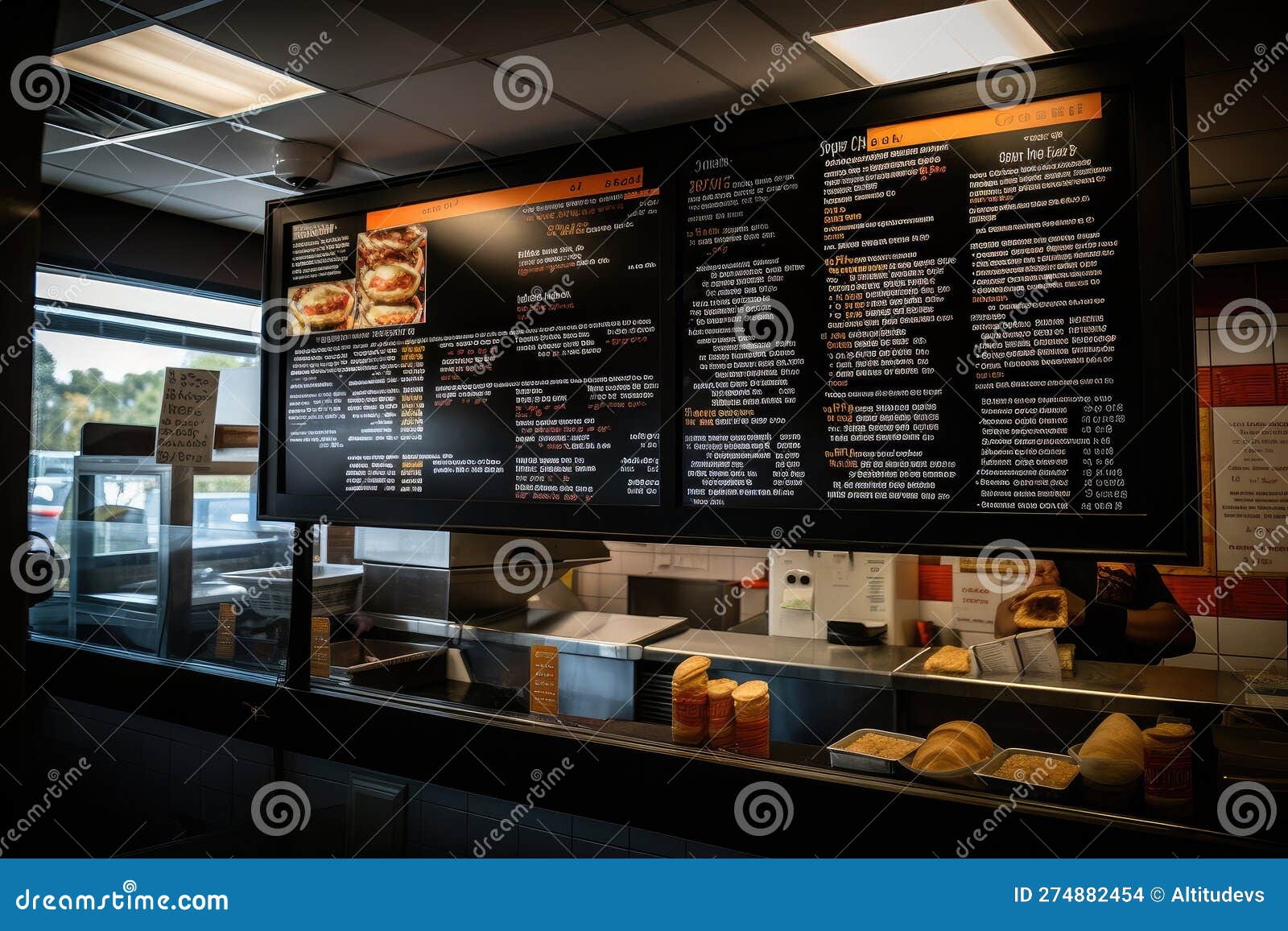 Drive-thru Window, with Menu Board and Pricing Visible, for Quick and ...