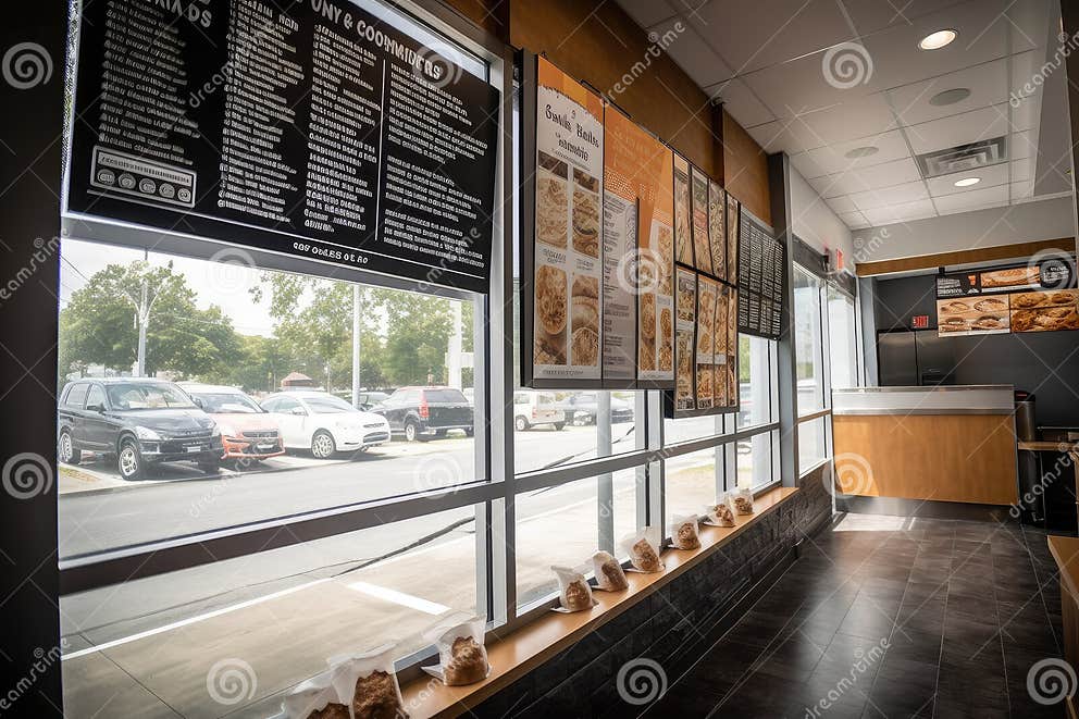 Drive-thru Window, with Menu Board and Pricing Visible, for Quick and ...