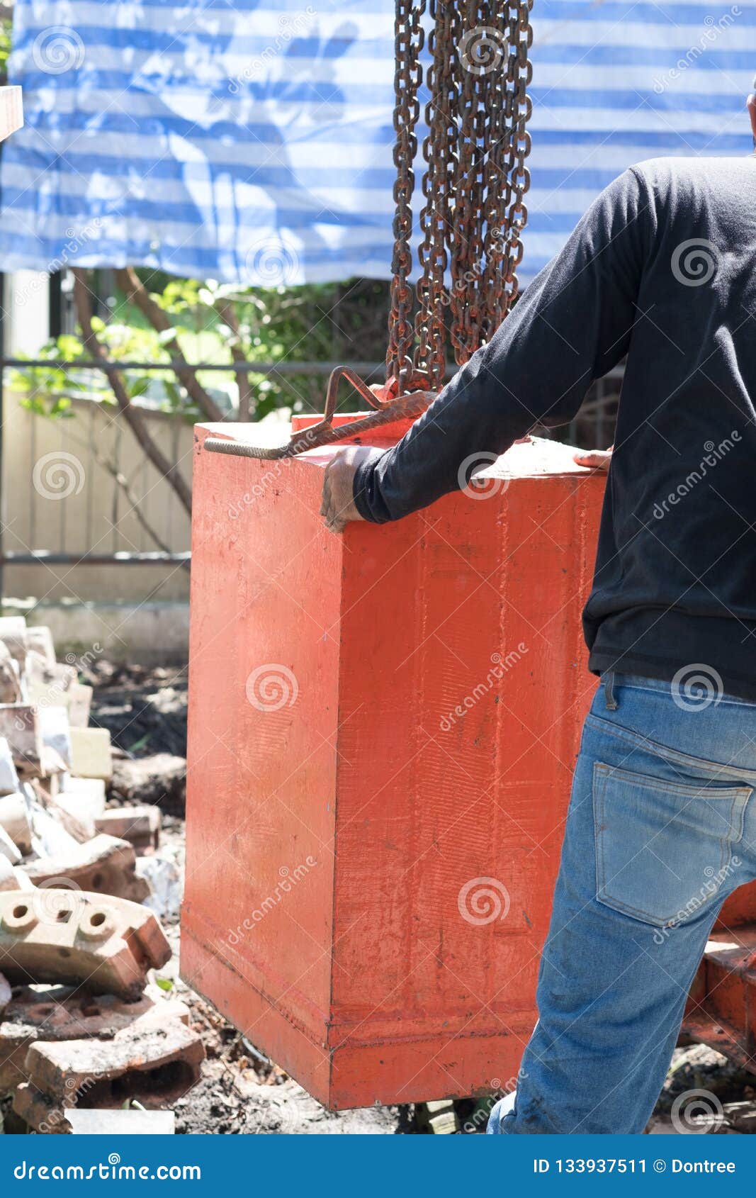 Driven Machine Set Up for Concrete Stake Stock Image - Image of load ...