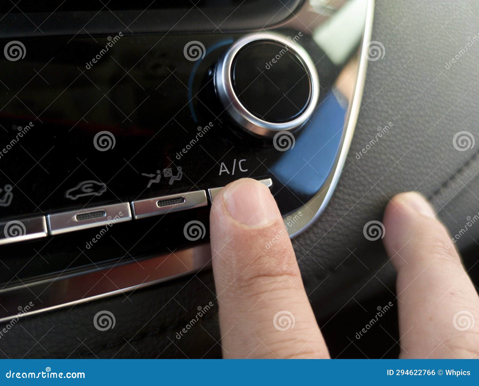 Driver Activating the Car Air Conditioning System Stock Photo - Image ...
