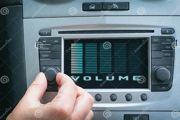 Driver Adjusting Volume in the Car Audio System Stock Image - Image of ...