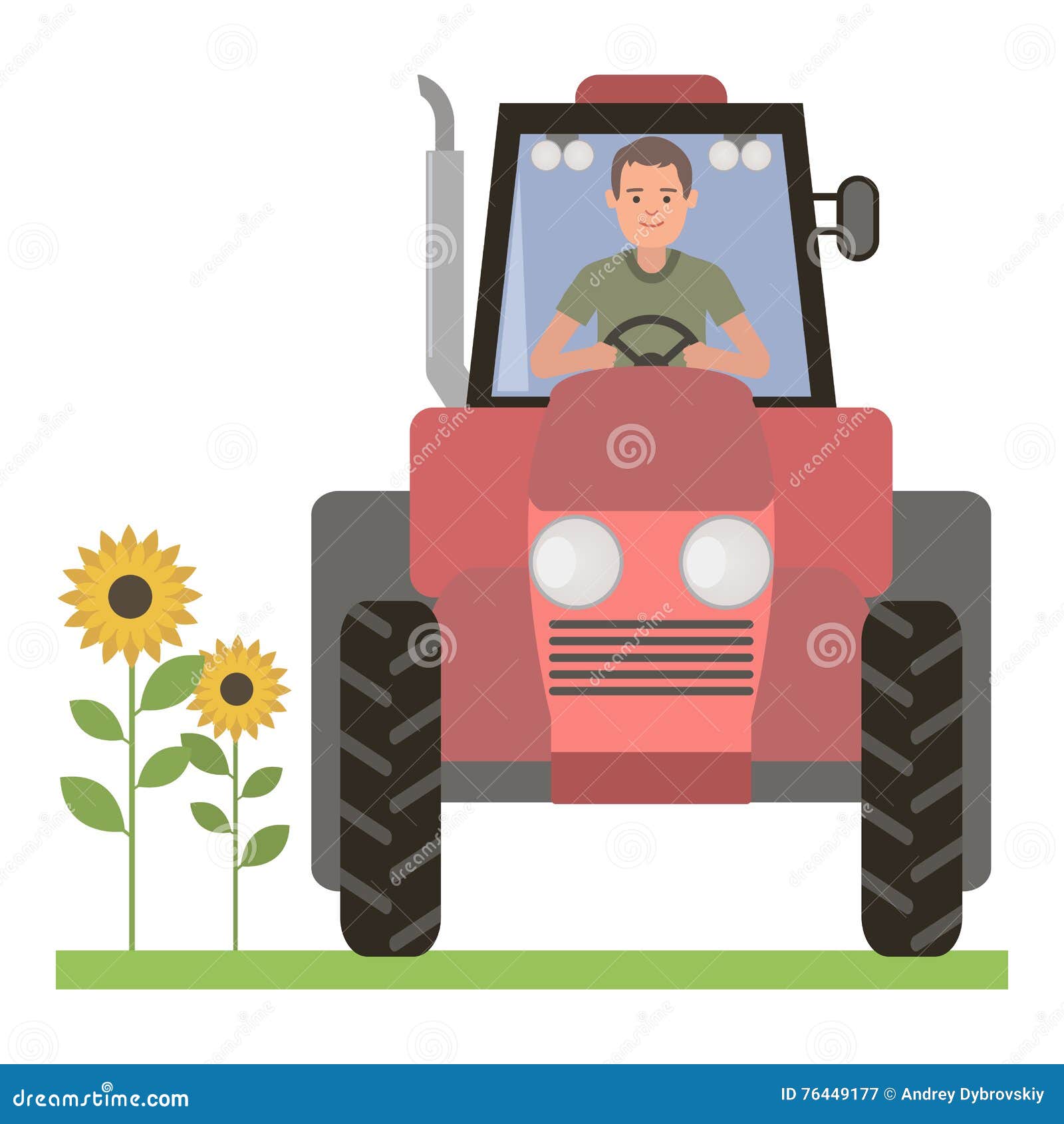 Driver Behind the Wheel of the Tractor Stock Vector - Illustration of ...