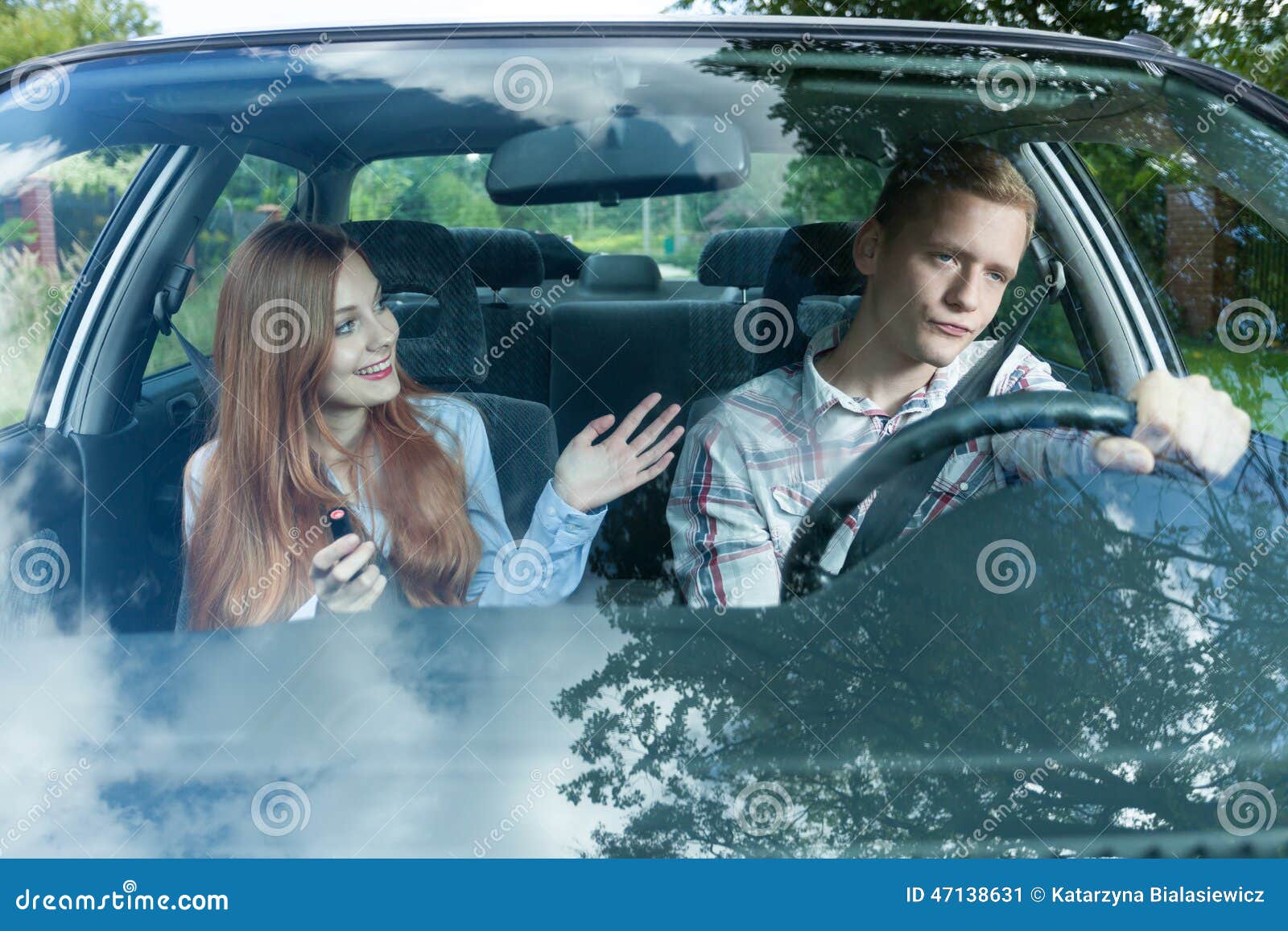 Driver Bored with Female Passenger Stock Image - Image of drive ...