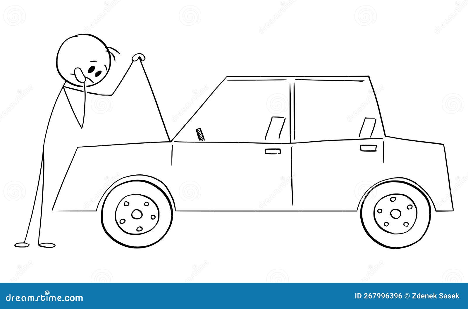 Stick Figure Driving Car