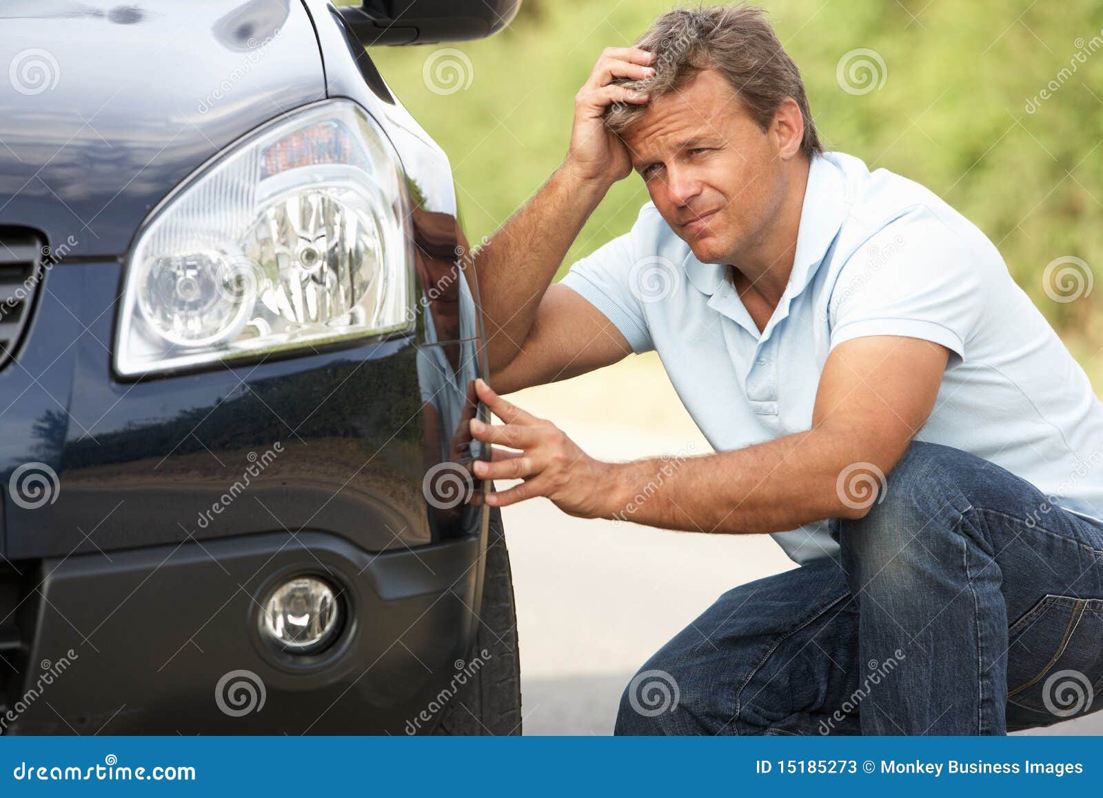 Driver Broken Down on Country Road Stock Image - Image of driver ...